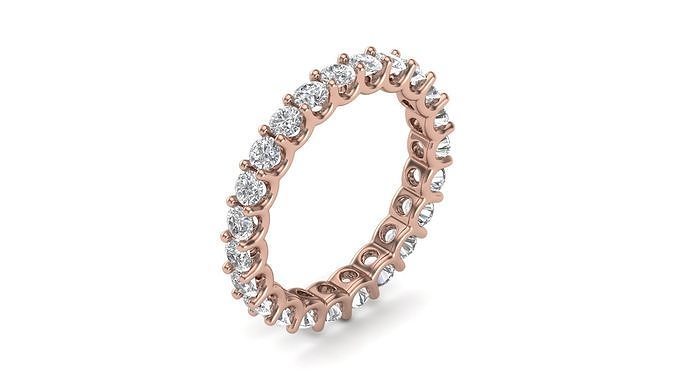 U Shaped Eternity Ring 2 point 7 mm stone size swiss 13 and EU53 3D model 3D printable | CGTrader