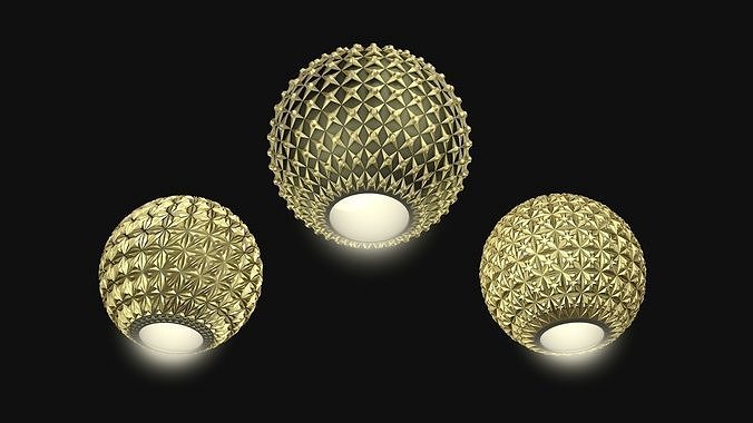 Golden balls lighting 3D model | CGTrader