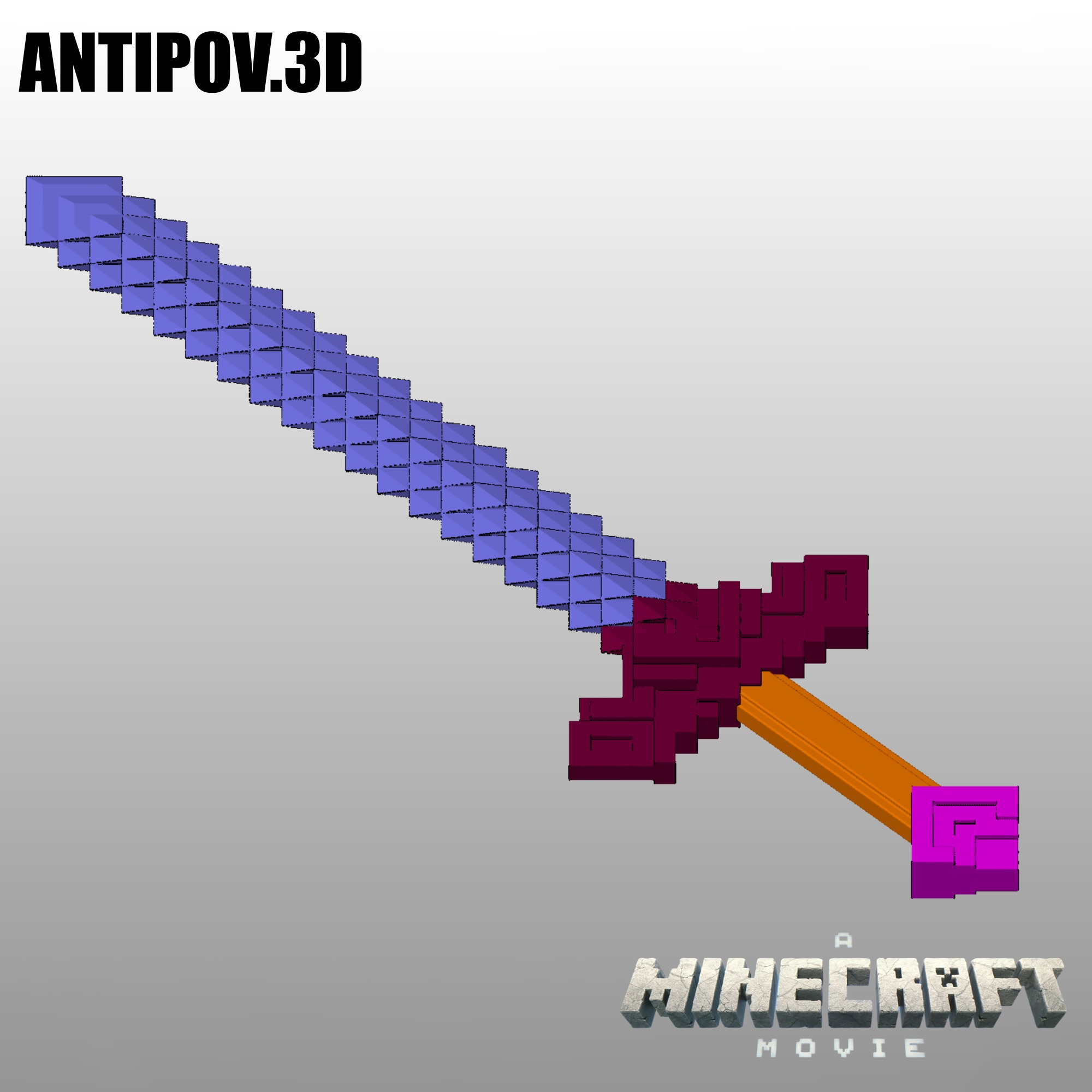 Pick Axe Pickaxe and Sword Minecraft movie for 3D print 3D model 3D ...