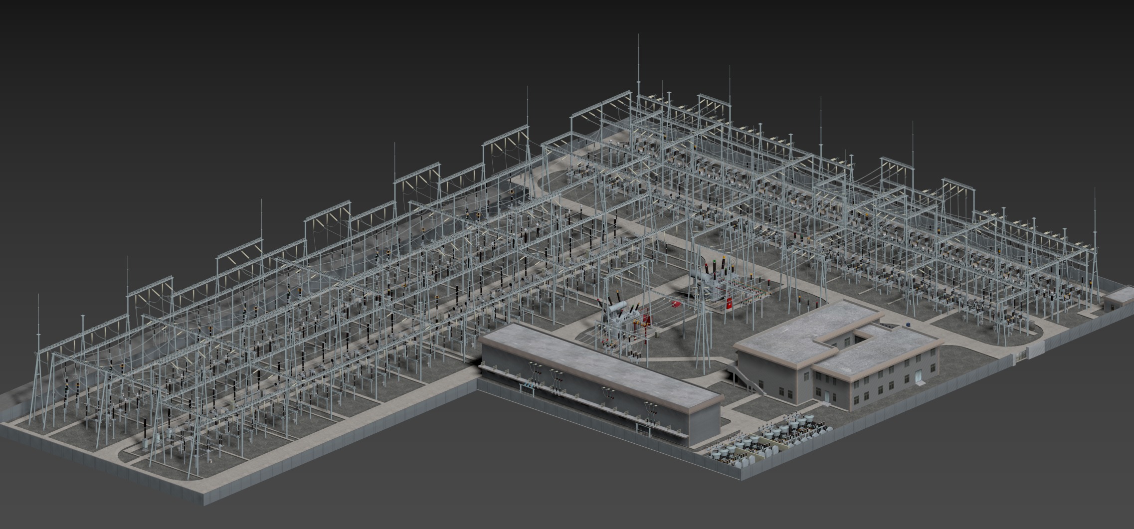 3D model SCI FI Model 220kV Substation- Super Detailed VR / AR / low ...