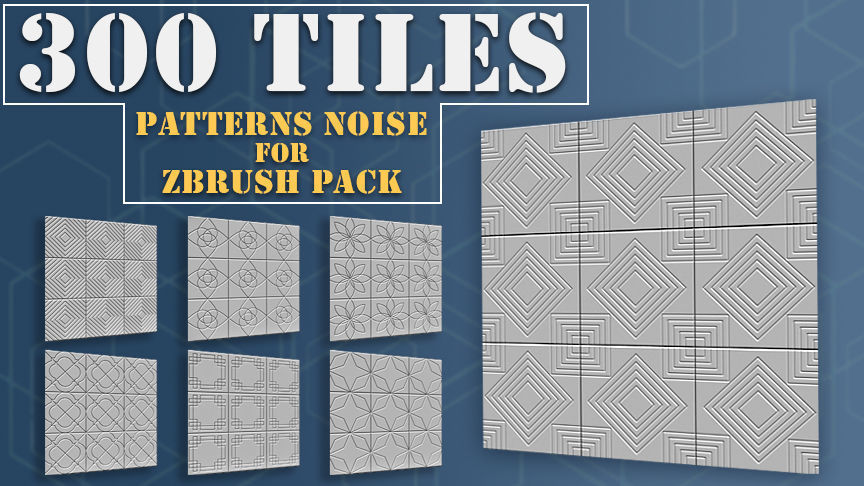 300 Tiles Patterns Noise for Zbrush Pack 3D model | CGTrader