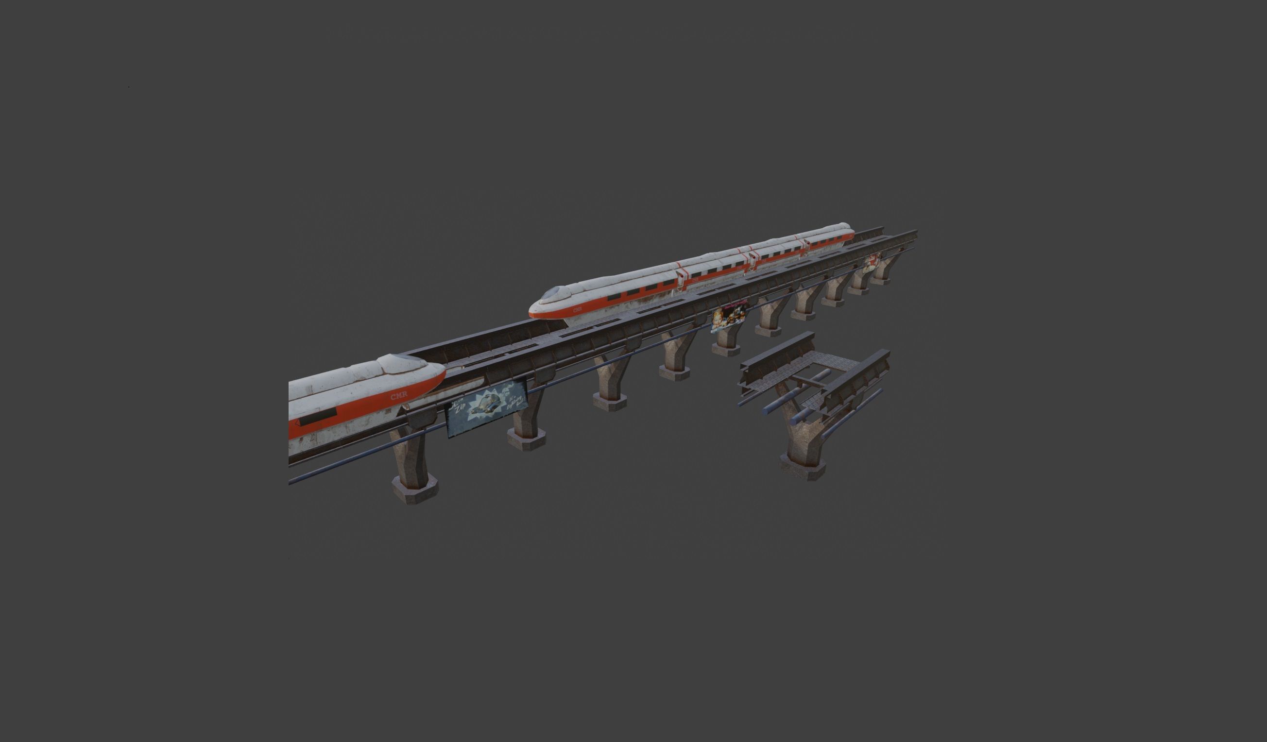 Fallout inspiration CMR Monorail 3D model | CGTrader