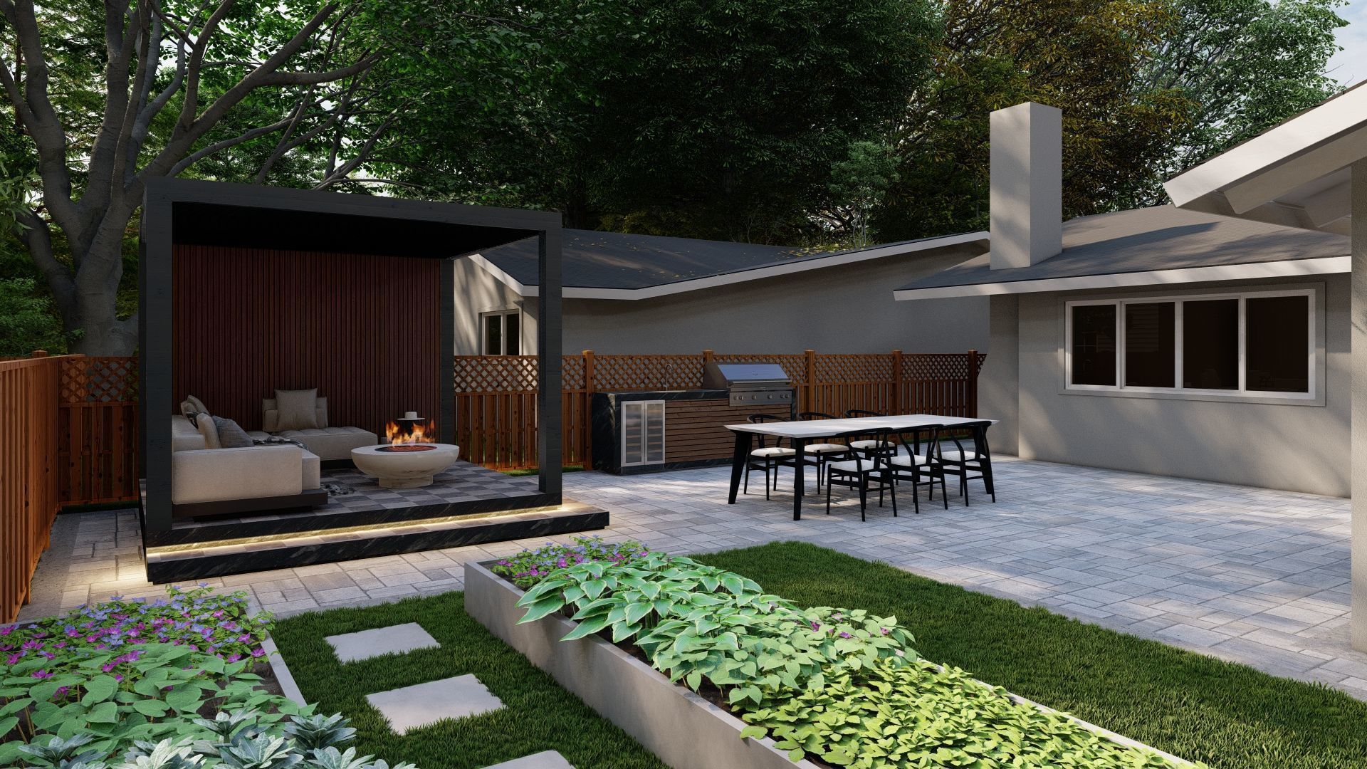 3D Exterior Scene 3D model design garden and landscape free 3D model ...