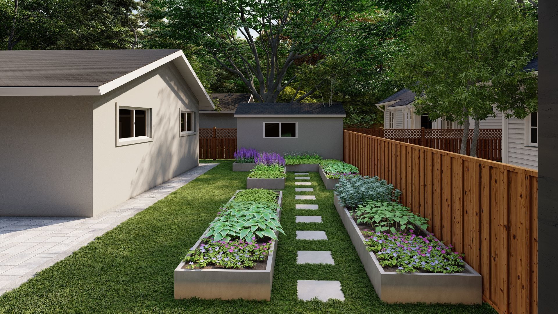 3D Exterior Scene 3D model design garden and landscape free 3D model ...