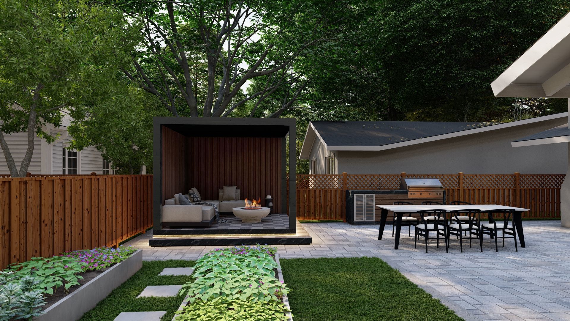 3D Exterior Scene 3D model design garden and landscape free 3D model ...
