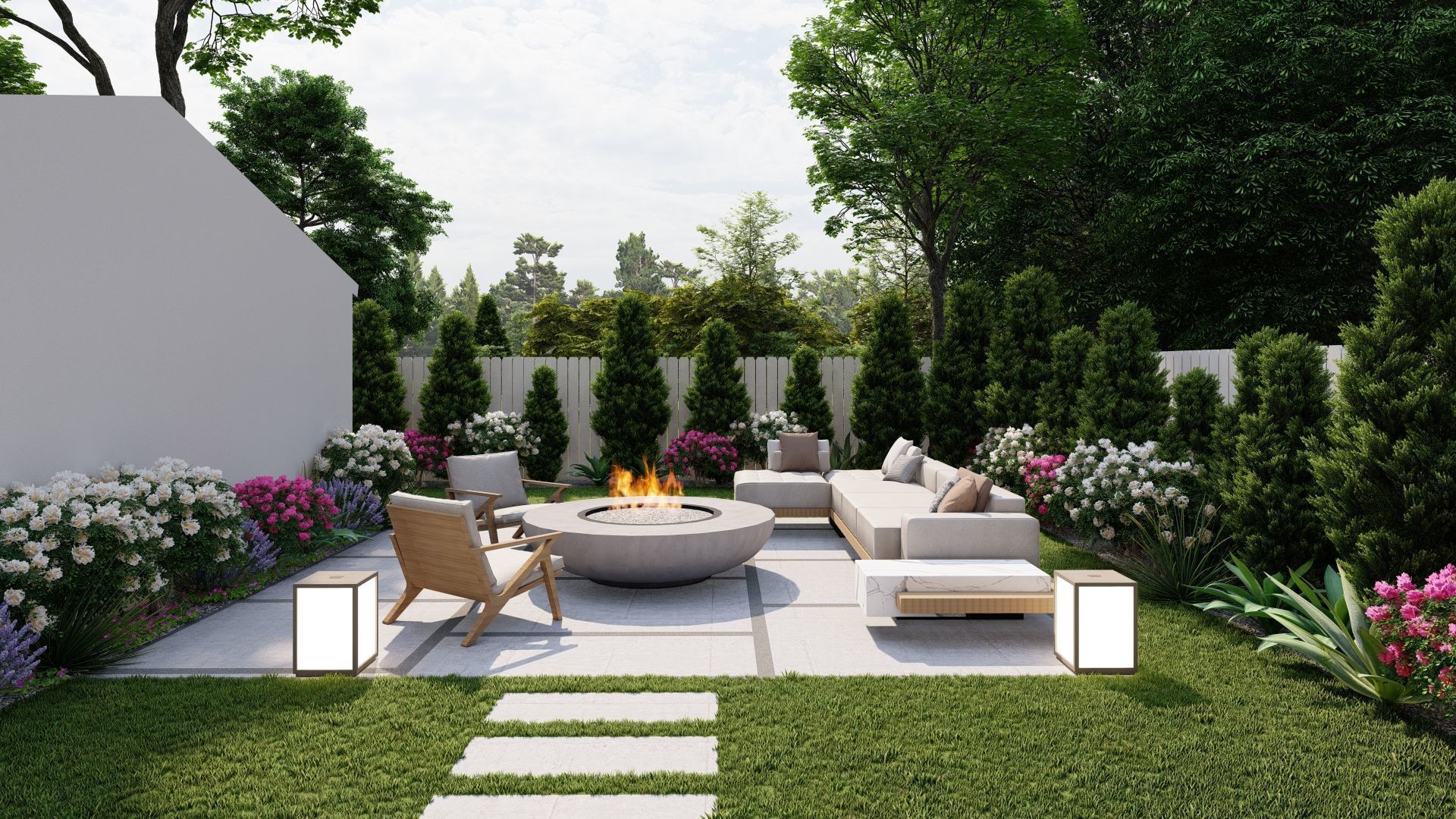 3D Exterior Scene 3D model design garden and landscape free 3D model ...