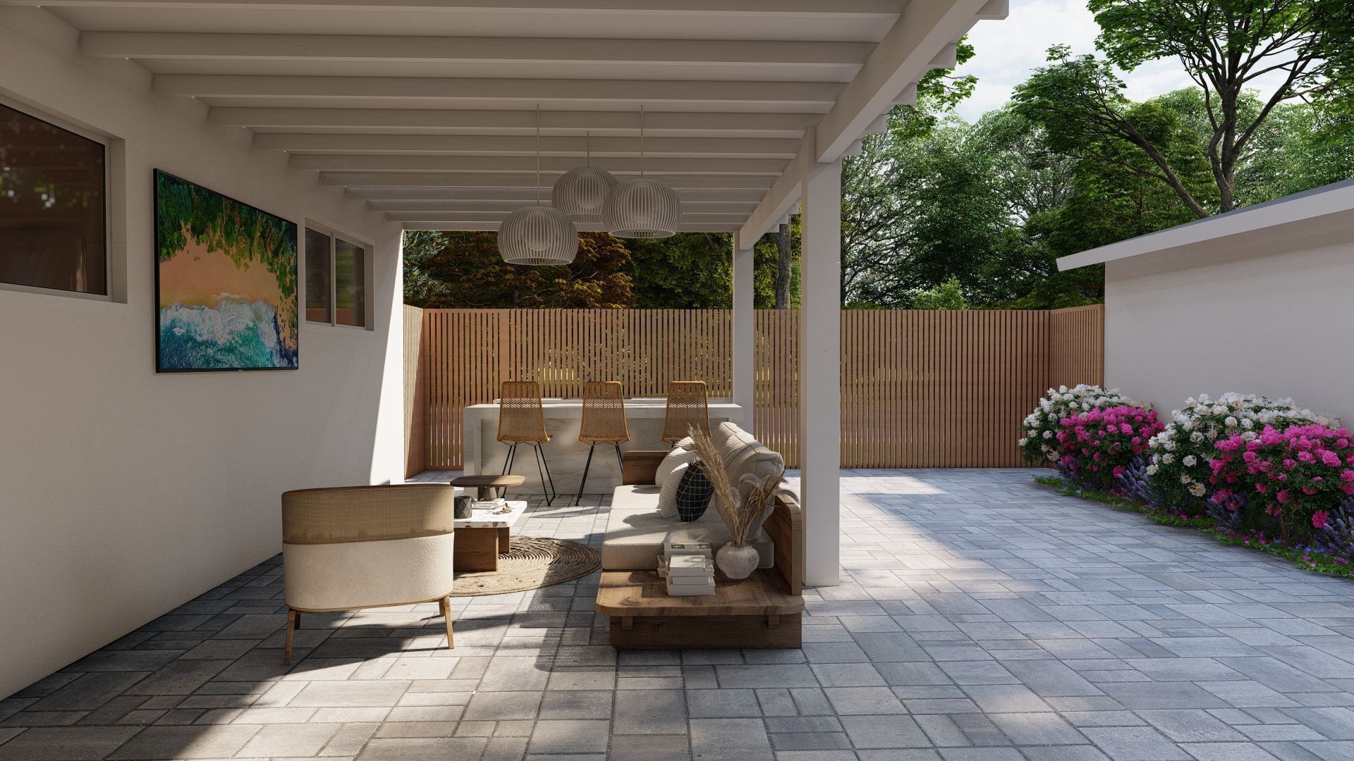 3D Exterior Scene 3D model design garden and landscape free 3D model ...