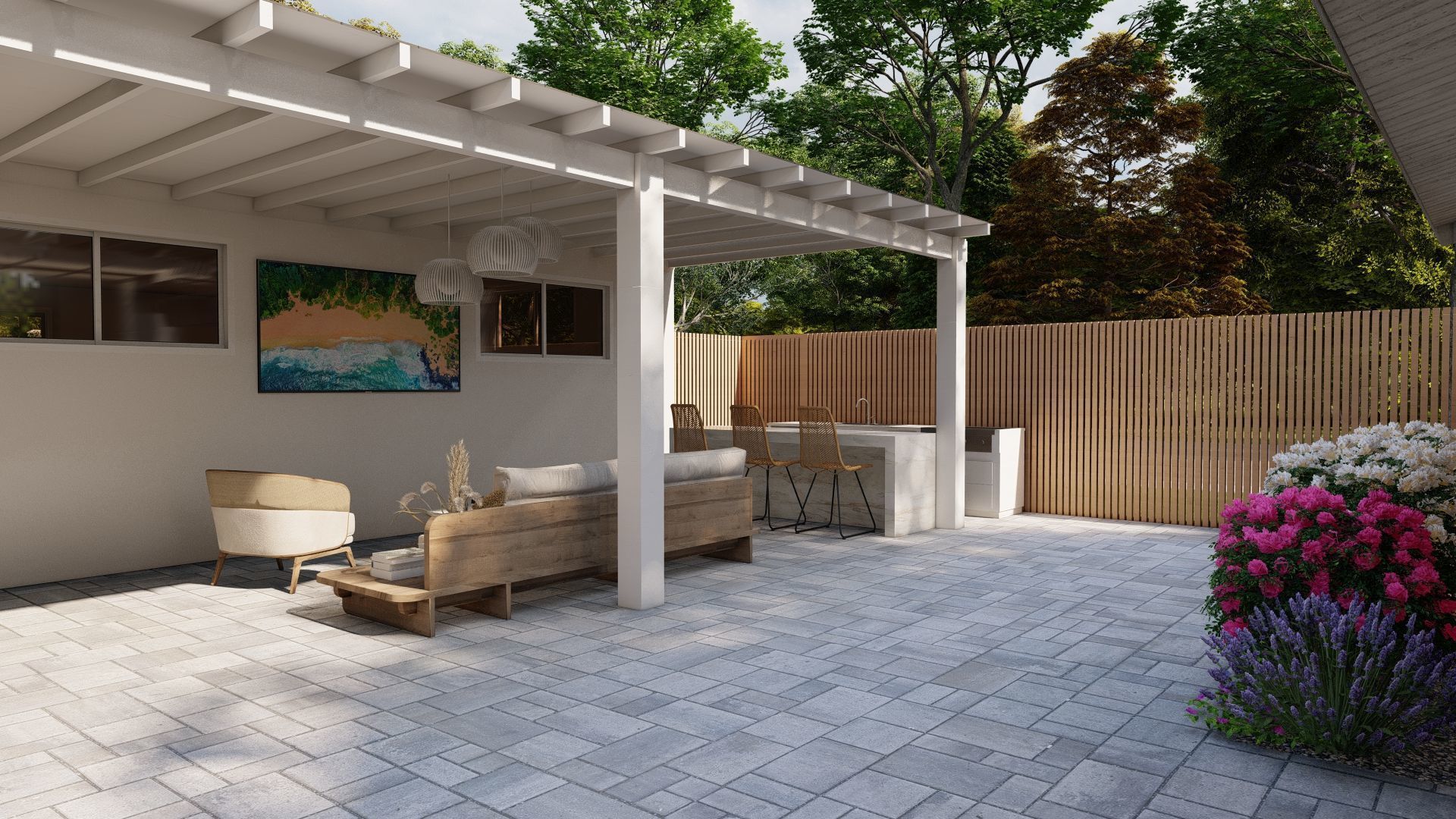 3D Exterior Scene 3D model design garden and landscape free 3D model ...