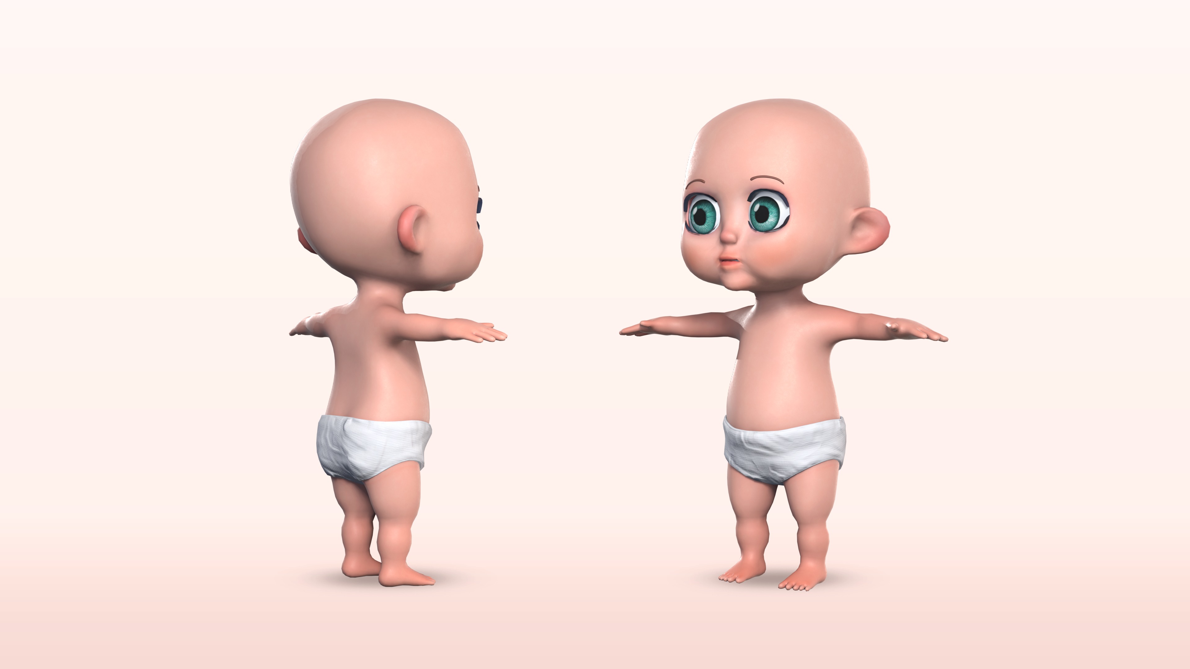 3D model Cartoon Baby - Stylized 3D Model Poor and Normal Skins VR / AR ...