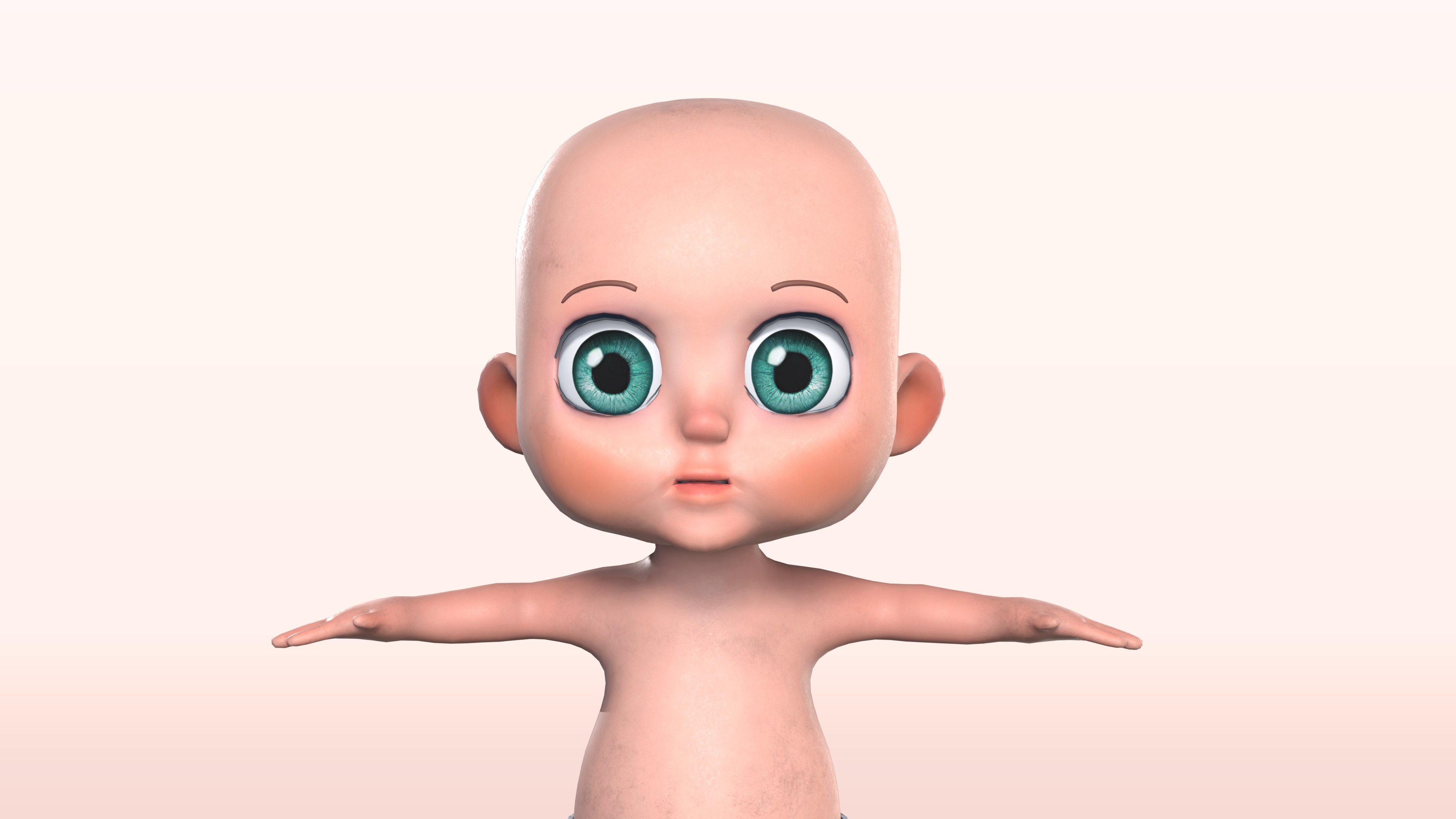 3D model Cartoon Baby - Stylized 3D Model Poor and Normal Skins VR / AR ...