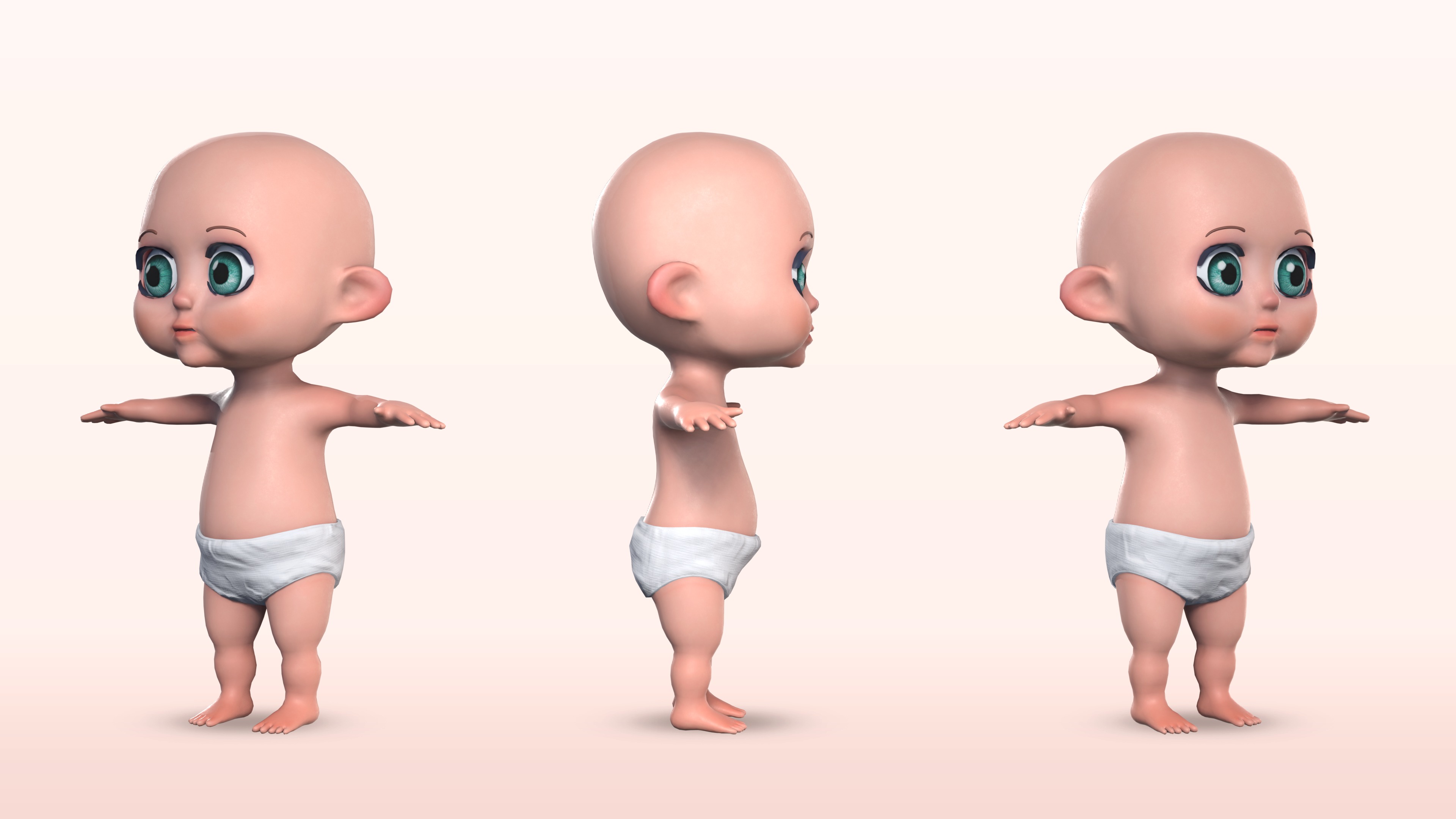3D model Cartoon Baby - Stylized 3D Model Poor and Normal Skins VR / AR ...