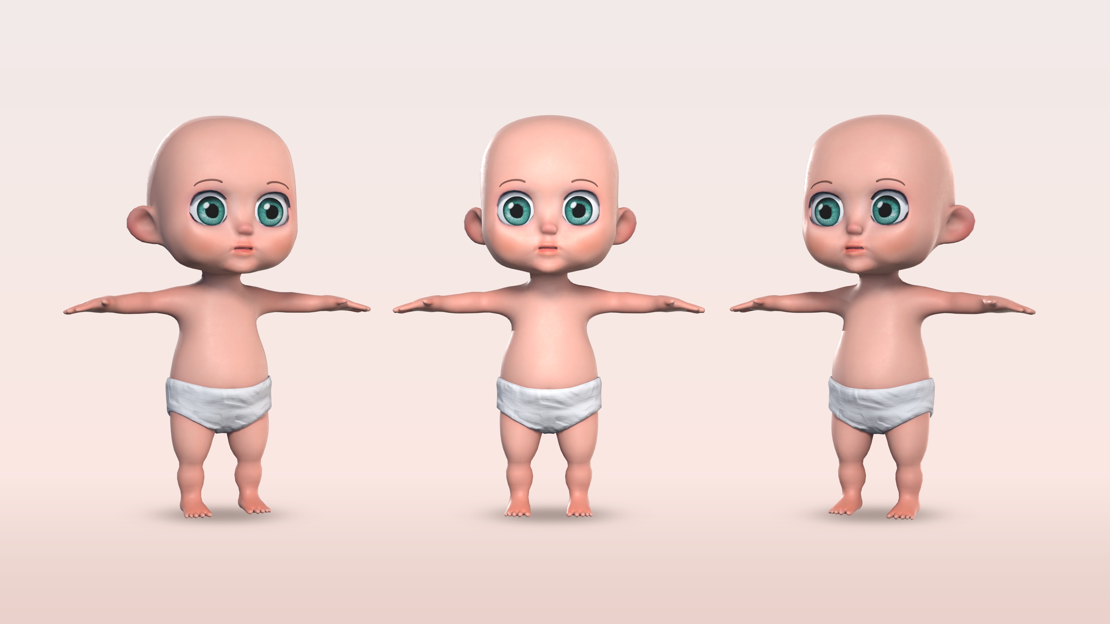 3D model Cartoon Baby - Stylized 3D Model Poor and Normal Skins VR / AR ...