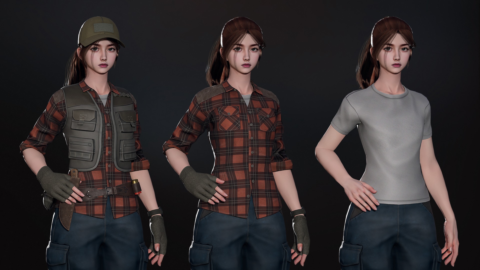 3D model Lumberjack Hunter - Male and Female Characters Game Ready VR ...