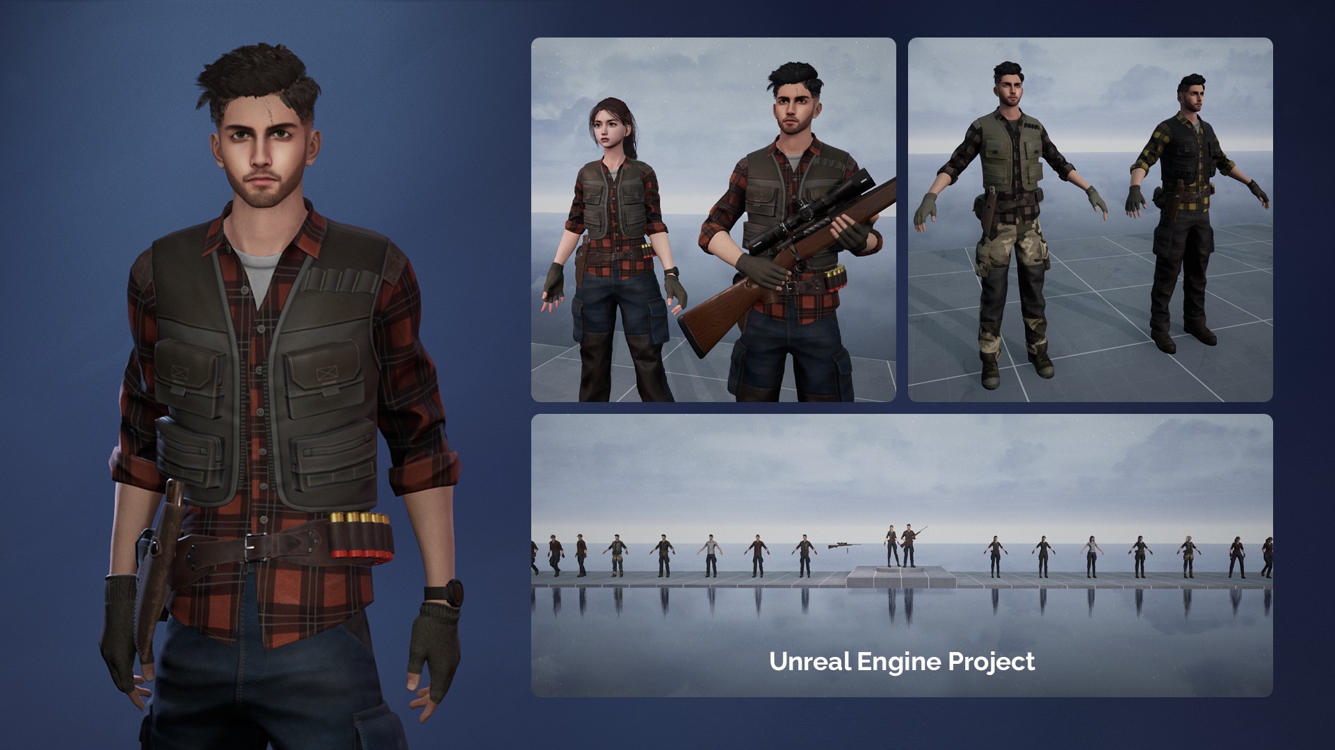 3D model Lumberjack Hunter - Male and Female Characters Game Ready VR ...