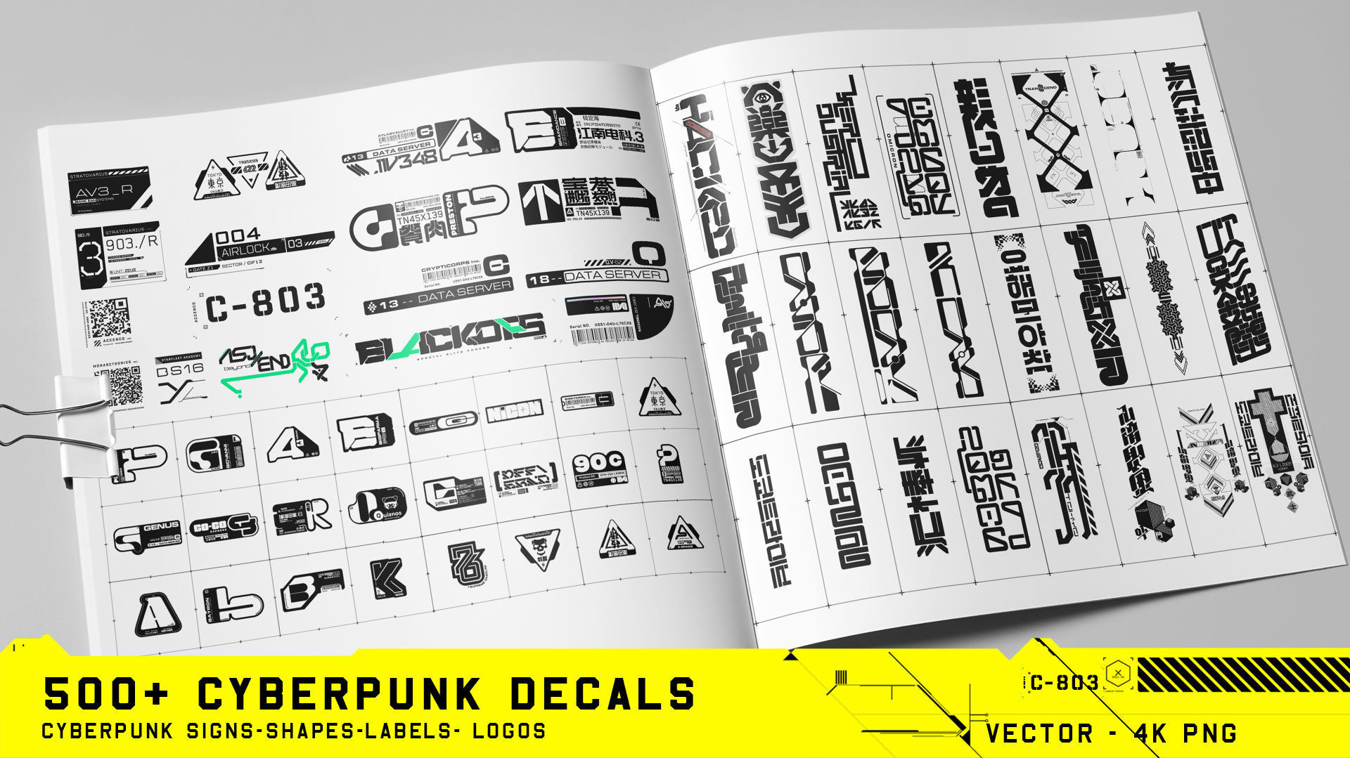 500 Cyberpunk Decals Megapack Texture | CGTrader