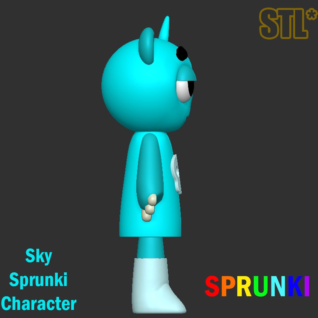 Sky Blue Sprunki STL file Sprunki Incredibox STL 3D Character 3D model ...