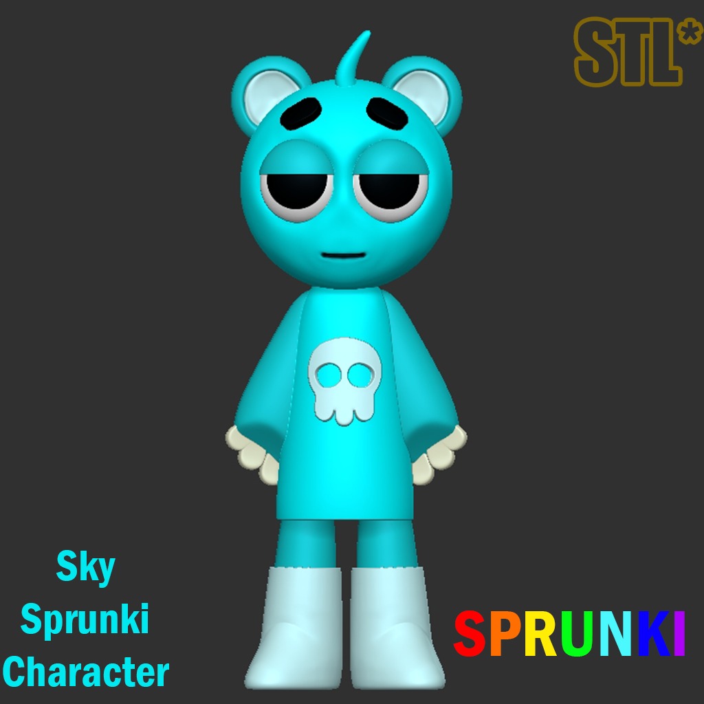 Sky Blue Sprunki STL file Sprunki Incredibox STL 3D Character 3D model ...