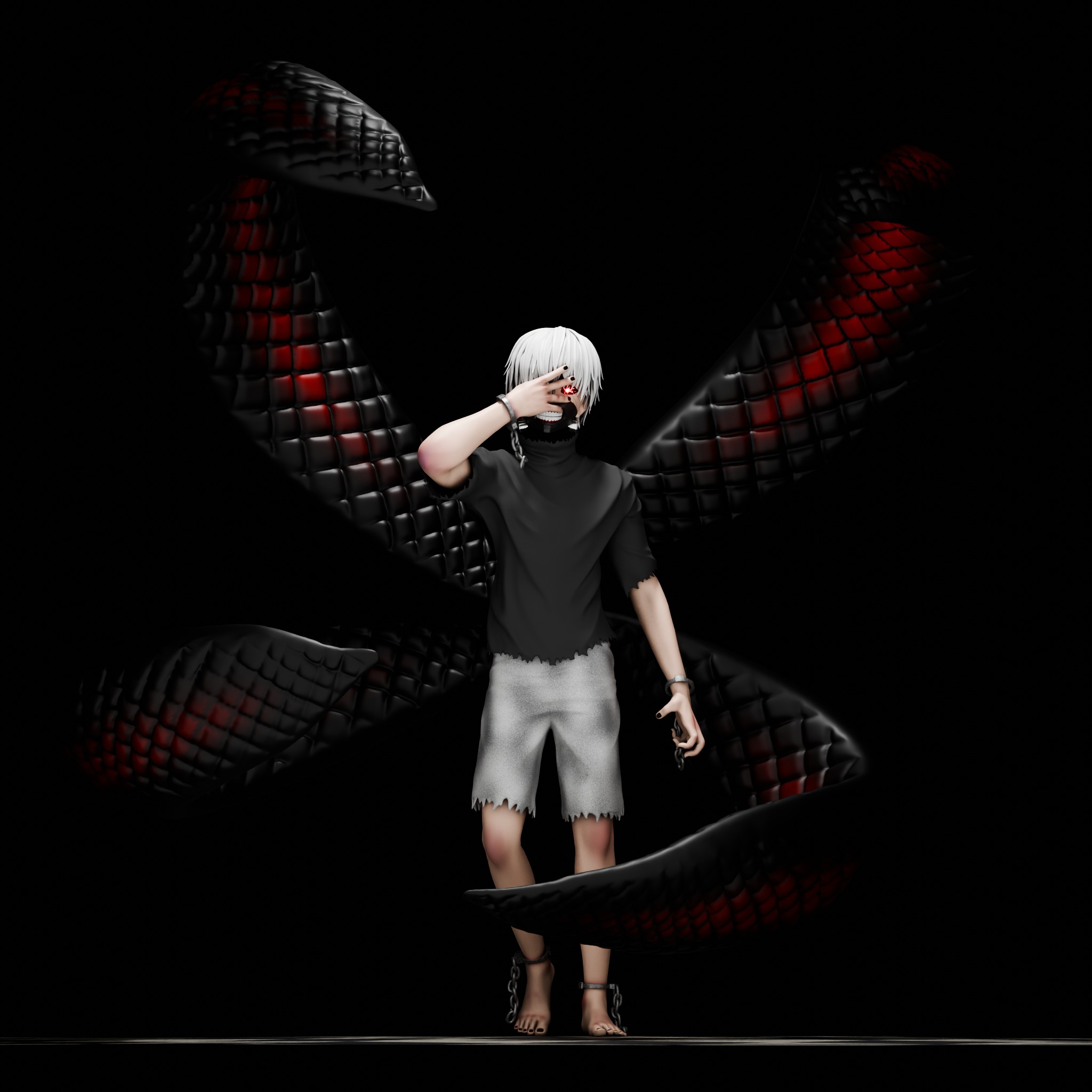 kaneki ken tokyo ghoul rigged 4 poses 3D model rigged | CGTrader