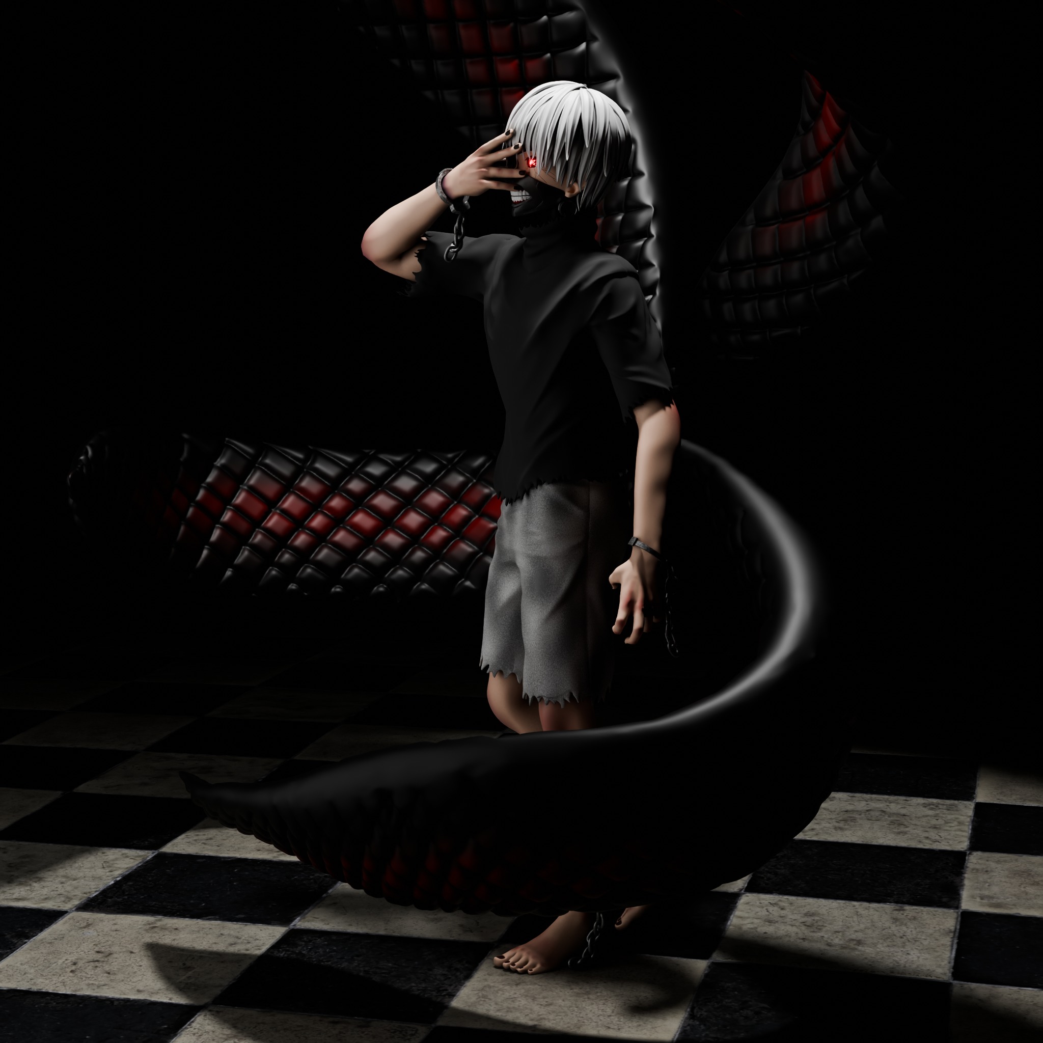 kaneki ken tokyo ghoul rigged 4 poses 3D model rigged | CGTrader