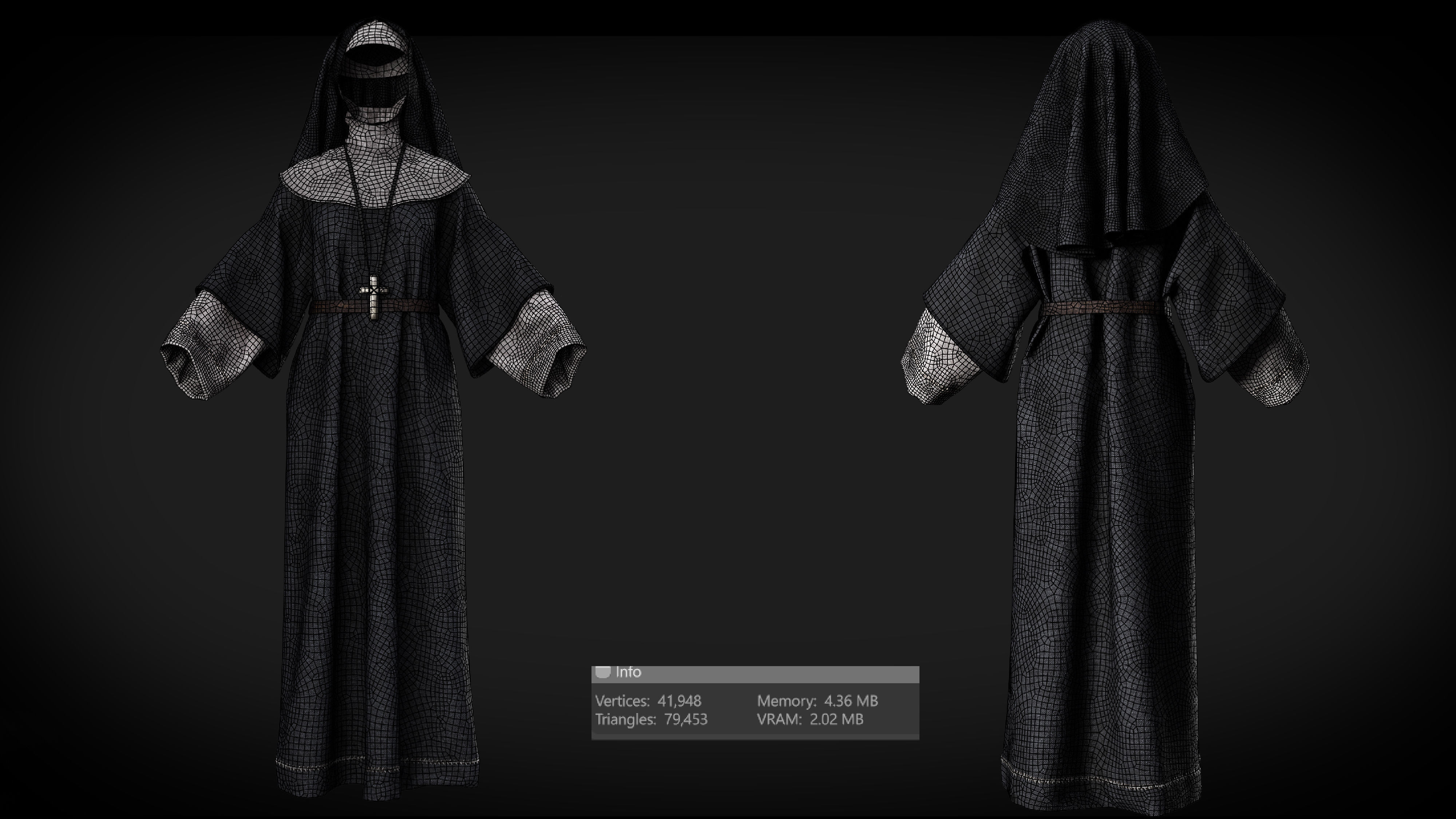 3D Medieval Religious clothing Monk Nun Priest and Bishop 3D model ...
