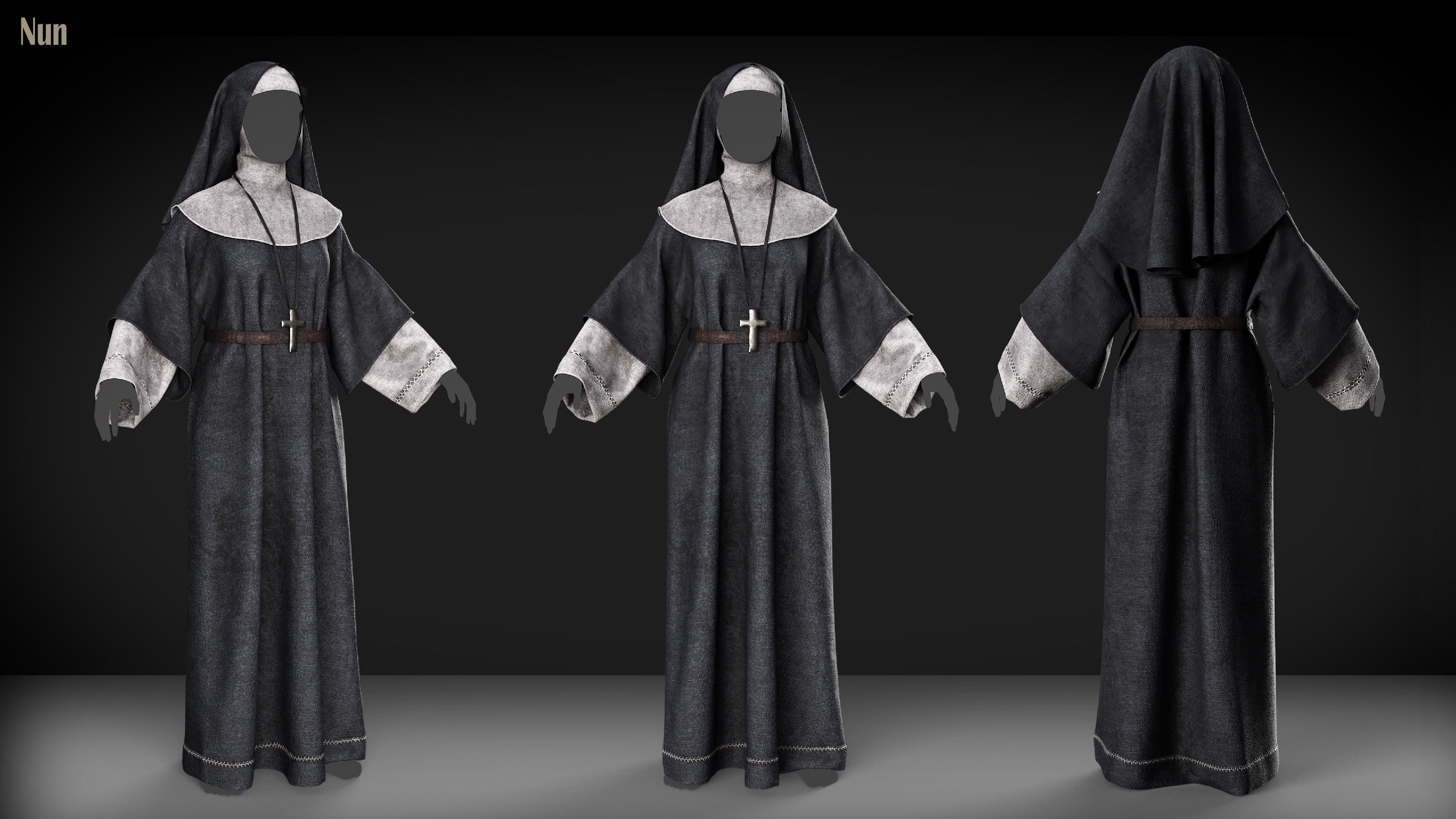 3D Medieval Religious clothing Monk Nun Priest and Bishop 3D model ...