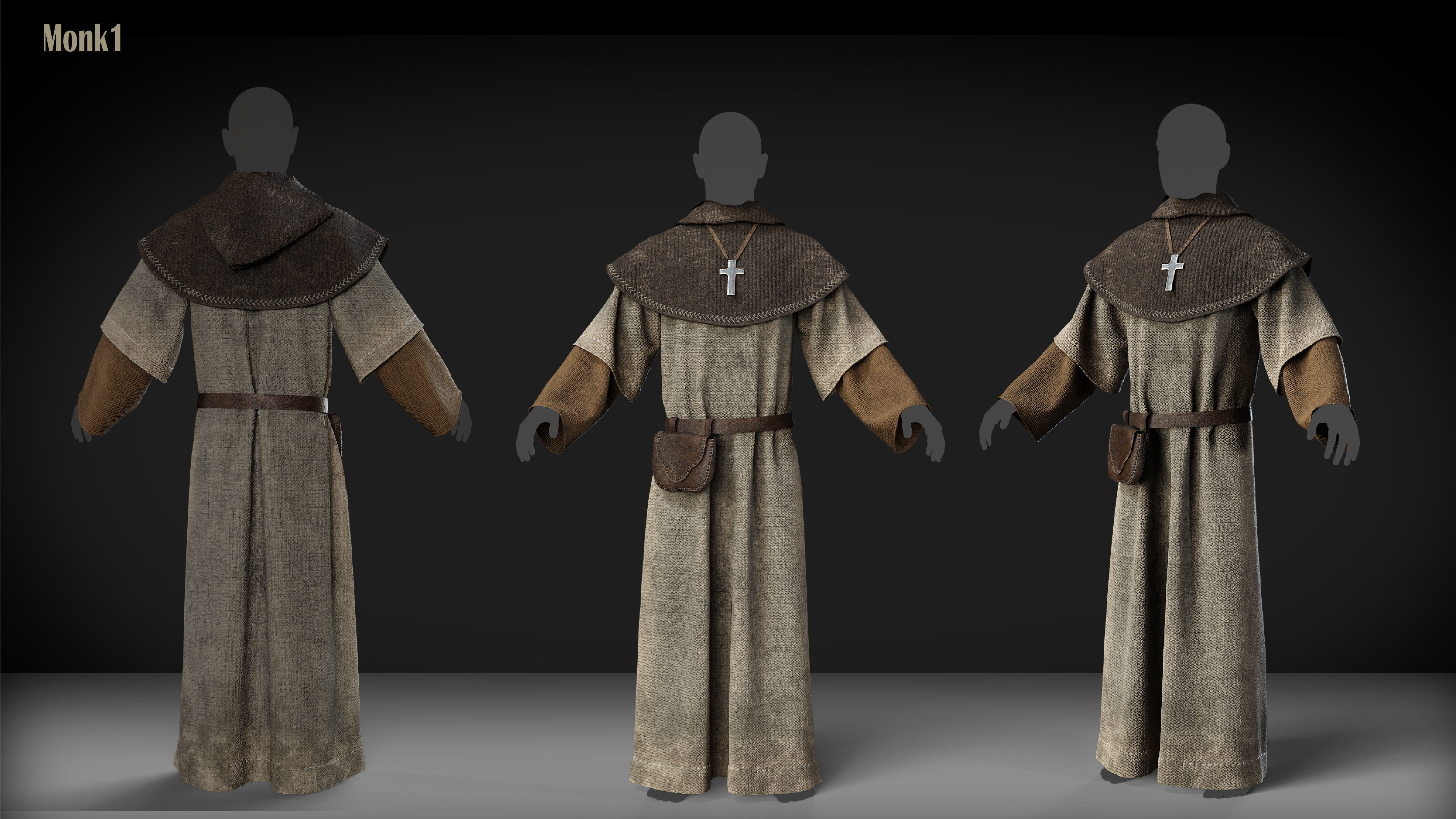 3D Medieval Religious clothing Monk Nun Priest and Bishop 3D model ...