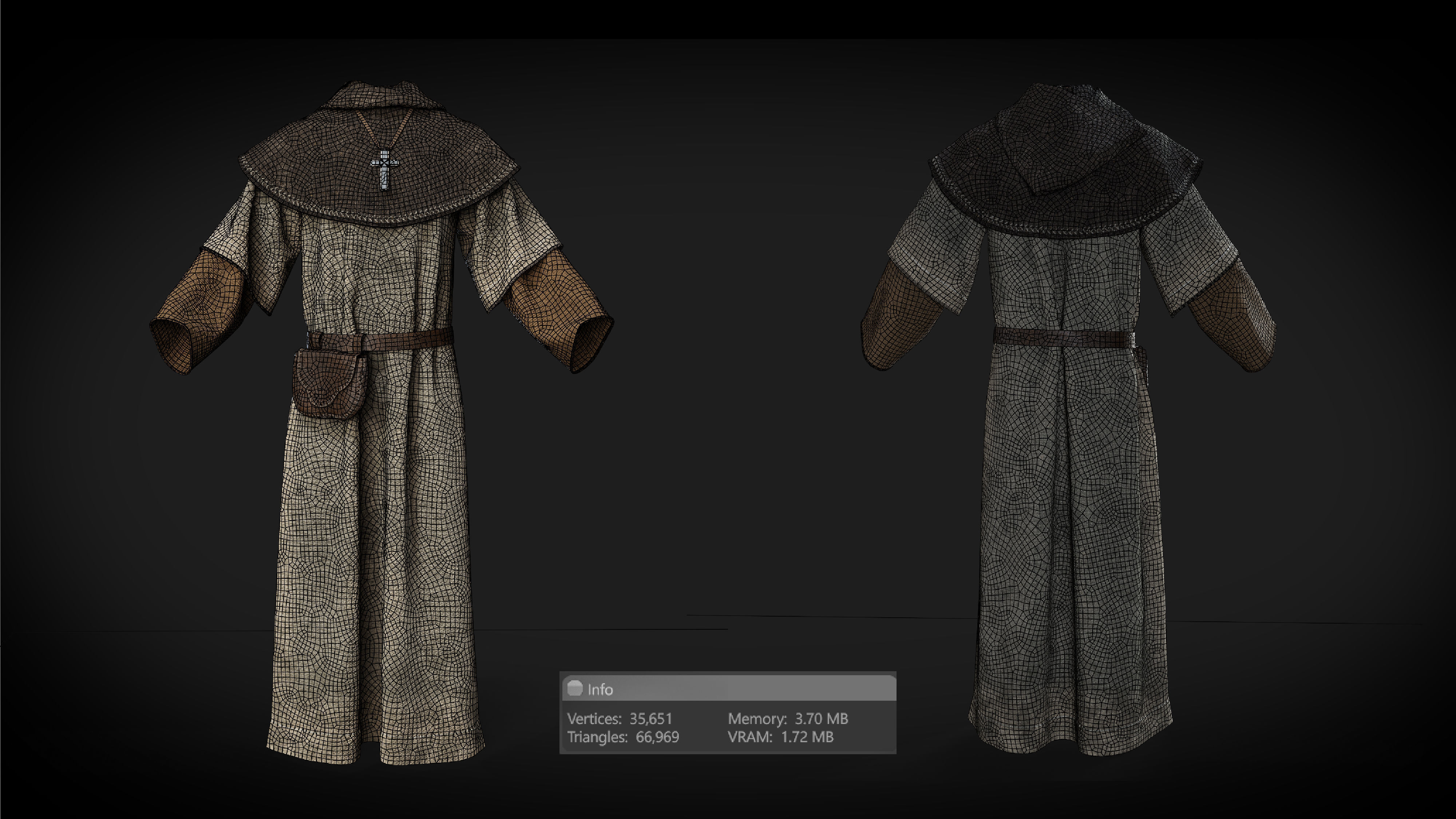 3D Medieval Religious clothing Monk Nun Priest and Bishop 3D model ...
