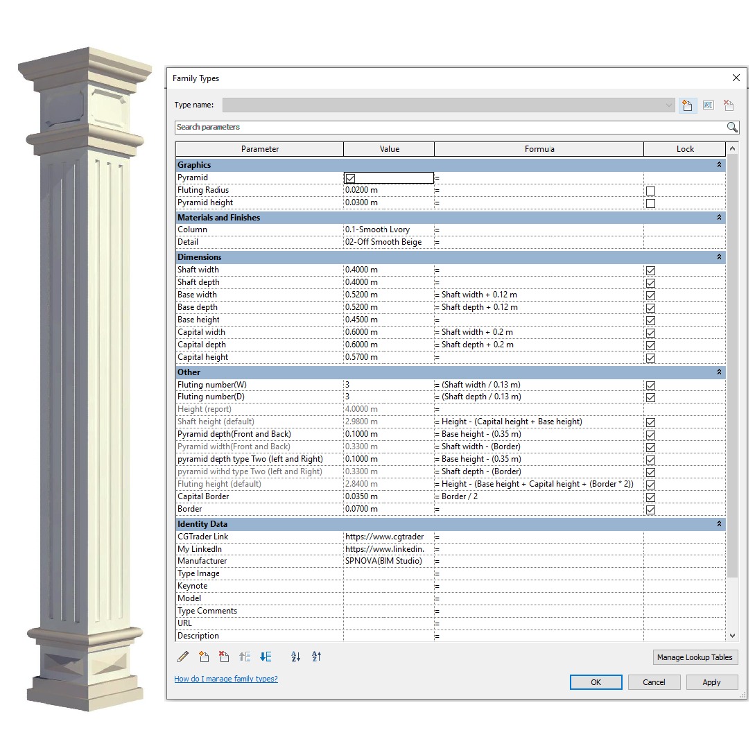 Parametric Classic Columns Family for Revit Pack One 3D model | CGTrader