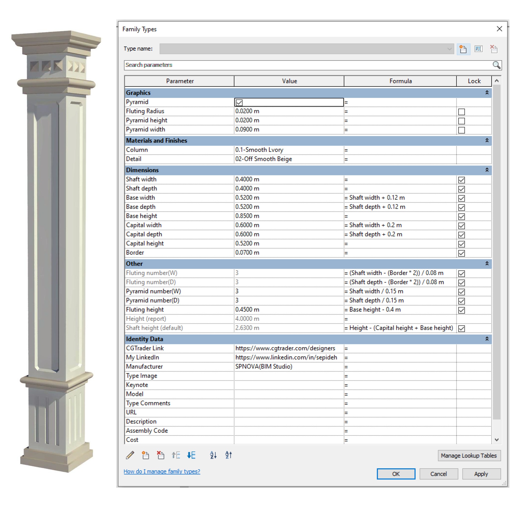 Parametric Classic Columns Family for Revit Pack One 3D model | CGTrader