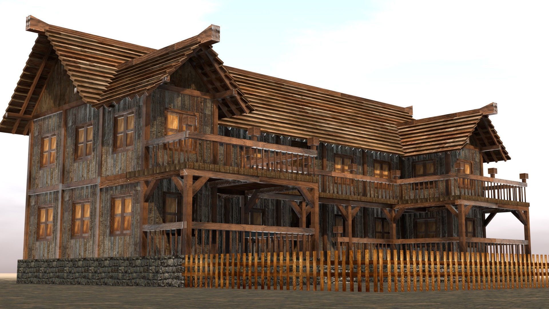 3D model village house low poly medieval house VR / AR / low-poly ...