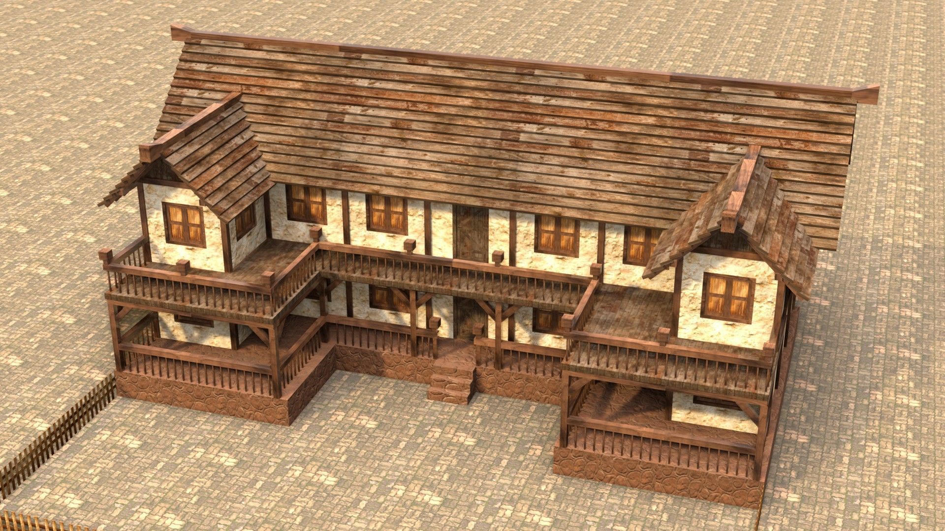3D model old village house low poly medieval VR / AR / low-poly | CGTrader