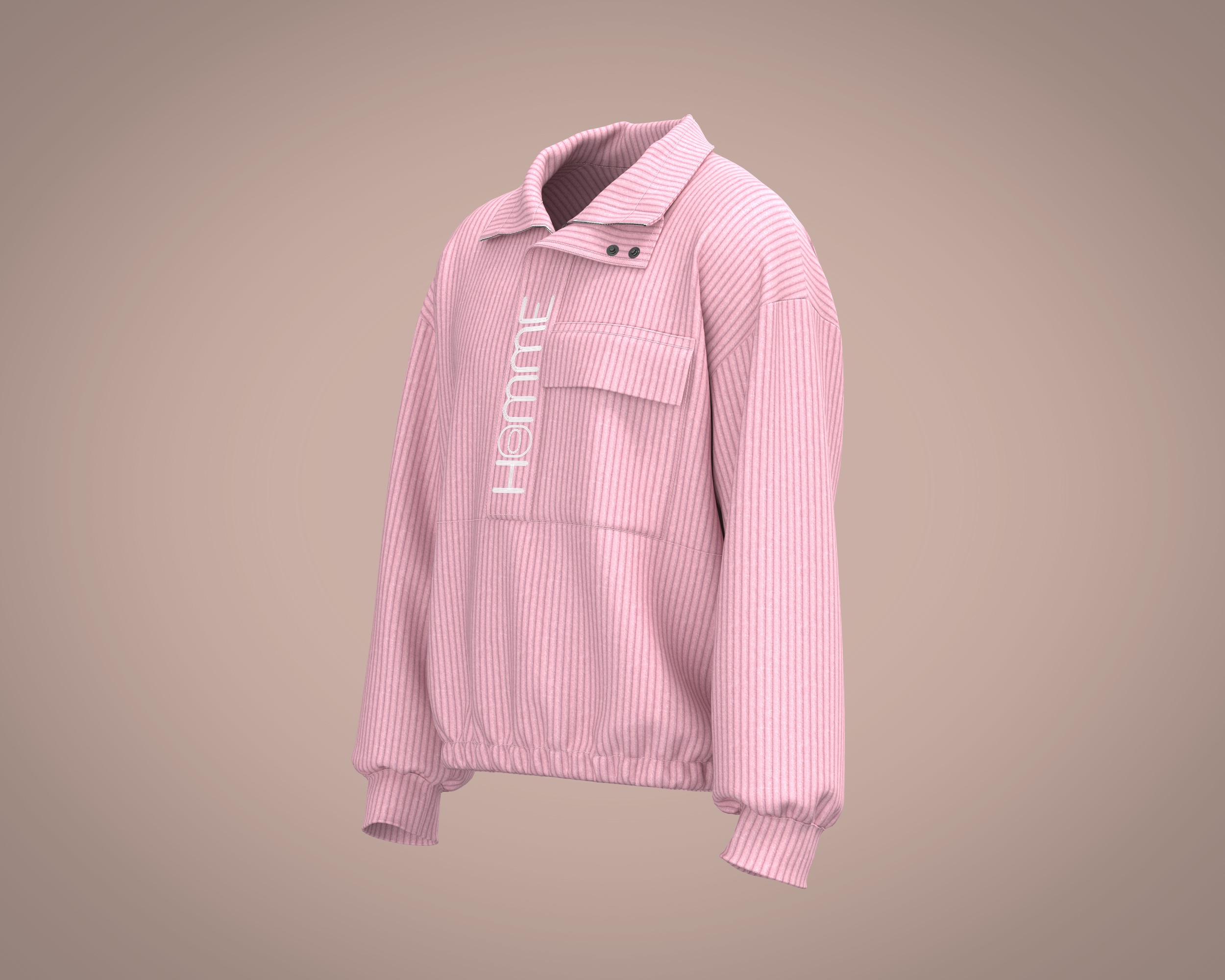 Mens corduroy high neck quarter zip jacket 3D model | CGTrader