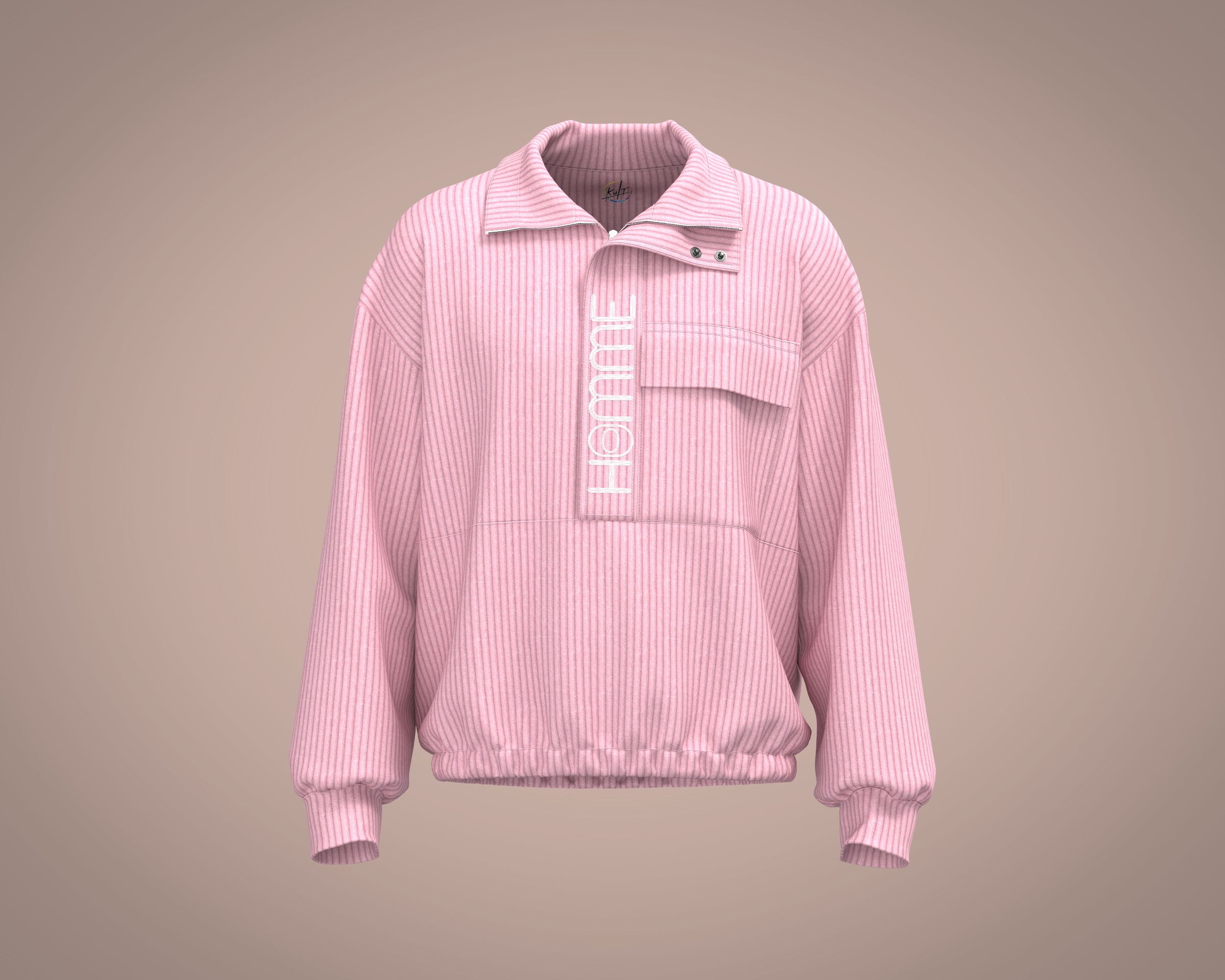 Mens corduroy high neck quarter zip jacket 3D model | CGTrader