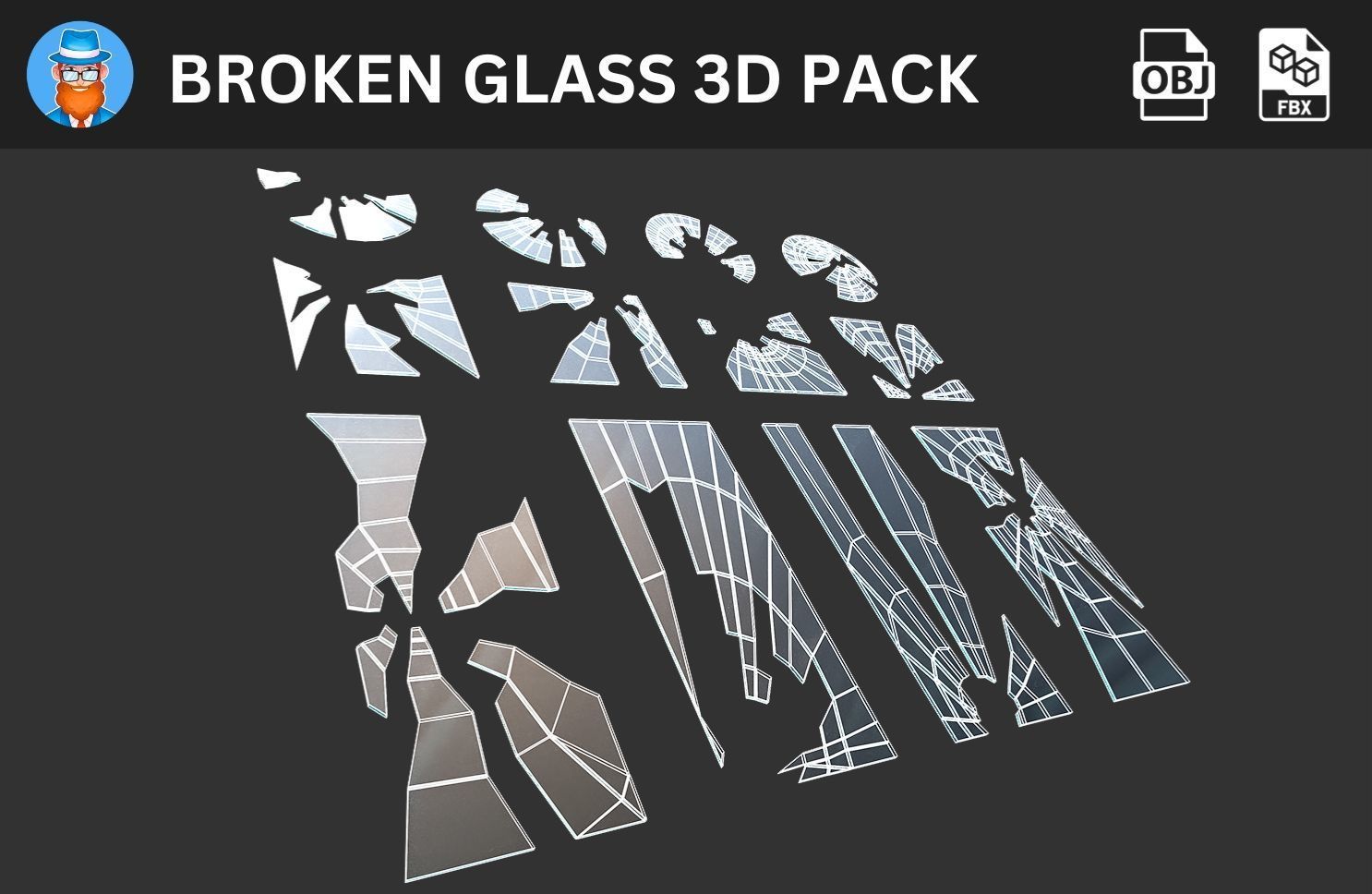 Broken Glass 3D Pack 3D model | CGTrader