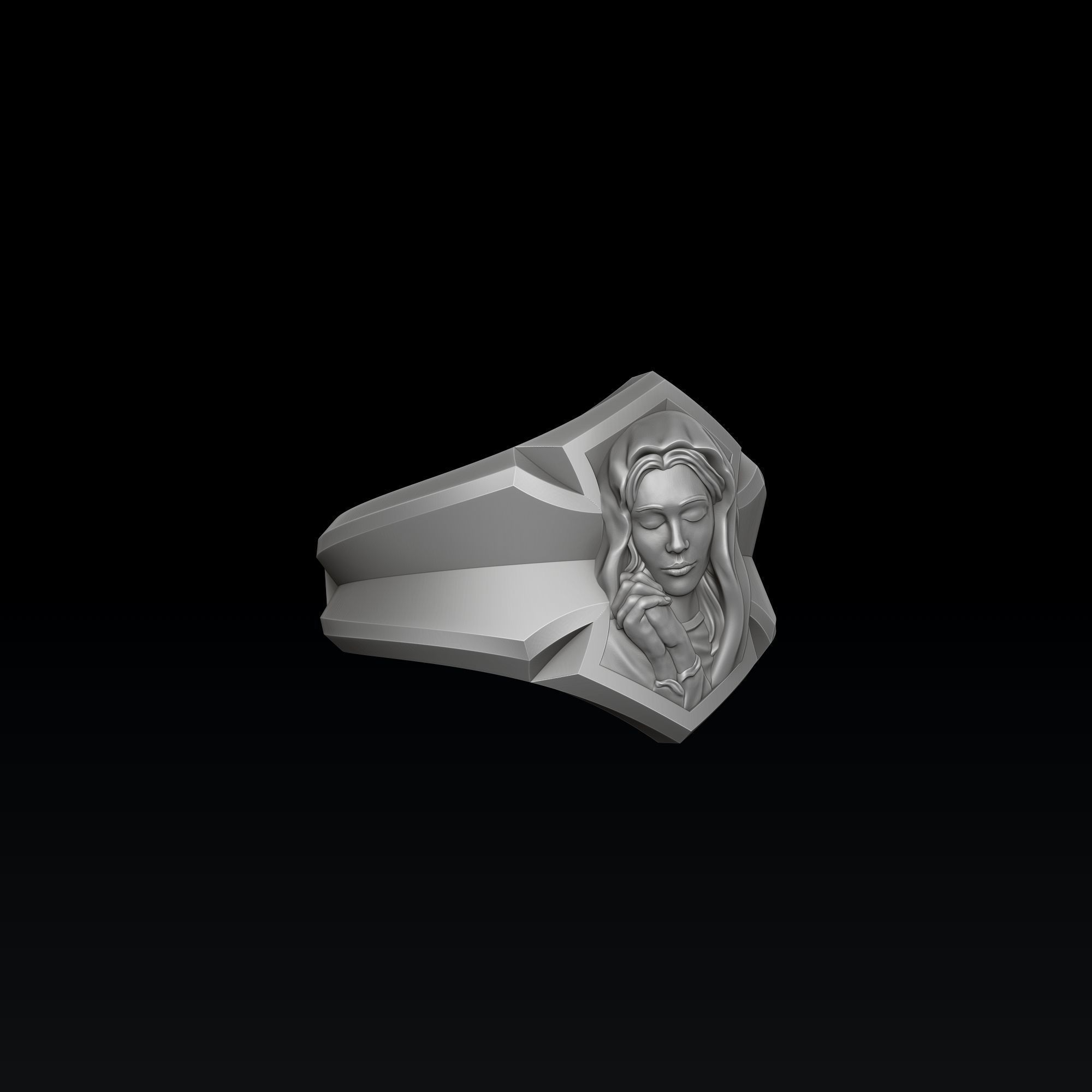 Praying Holy Mary Ring 3D model 3D printable | CGTrader