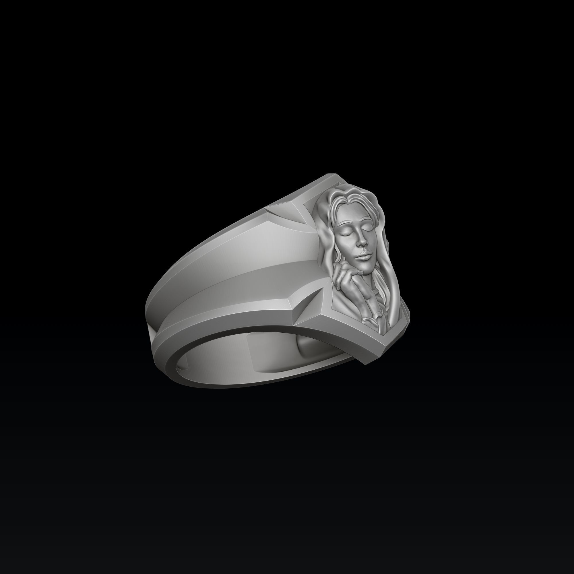 Praying Holy Mary Ring 3D model 3D printable | CGTrader