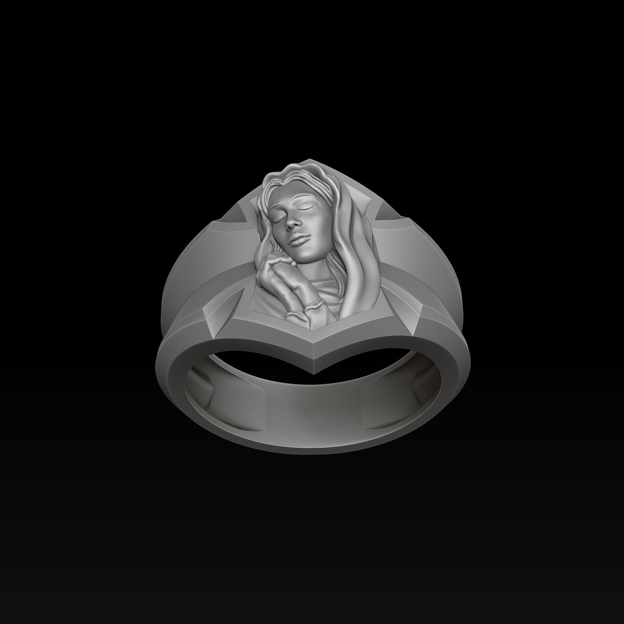Praying Holy Mary Ring 3D model 3D printable | CGTrader