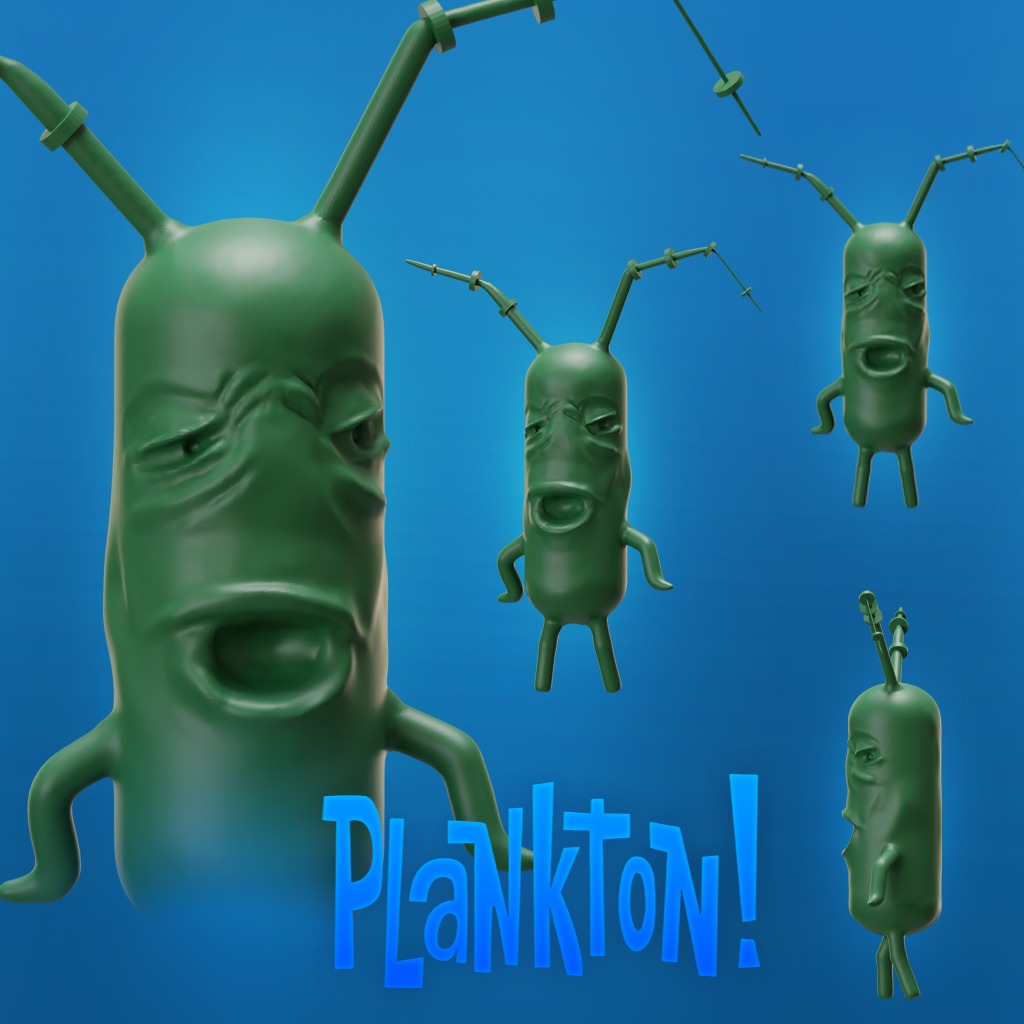PLANKTON MOANING MEME 3D 3D model 3D printable | CGTrader