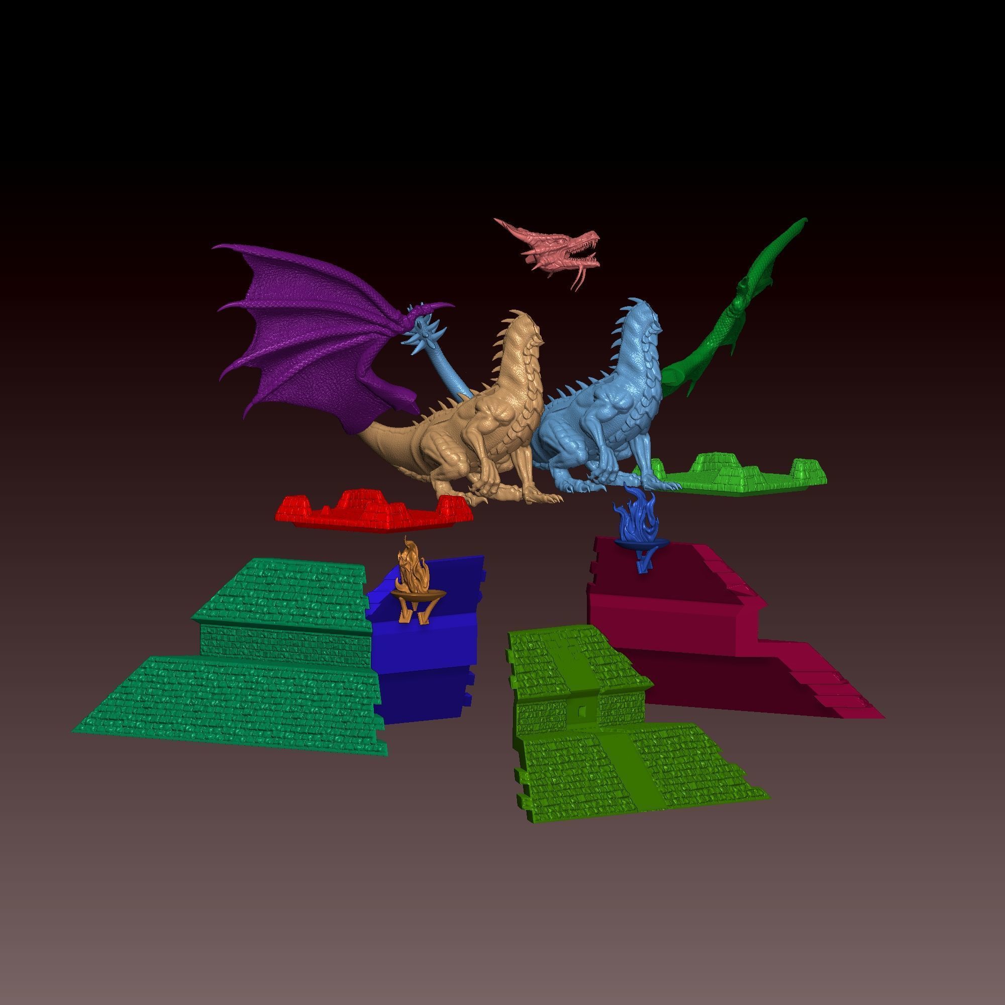 Heroes 3 Rust Dragon at the apex of pyramid 3D model 3D printable ...