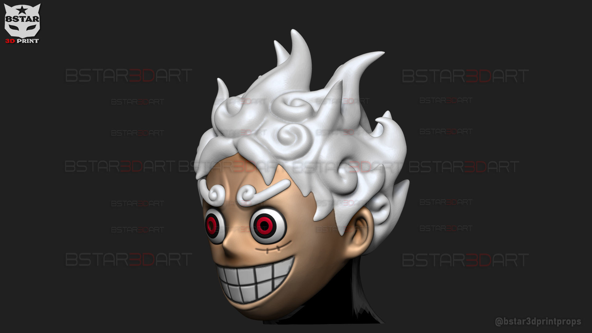 Luffy Gear 5 Head Decor Mask - Wearable - One Piece Cosplay 3D model 3D ...