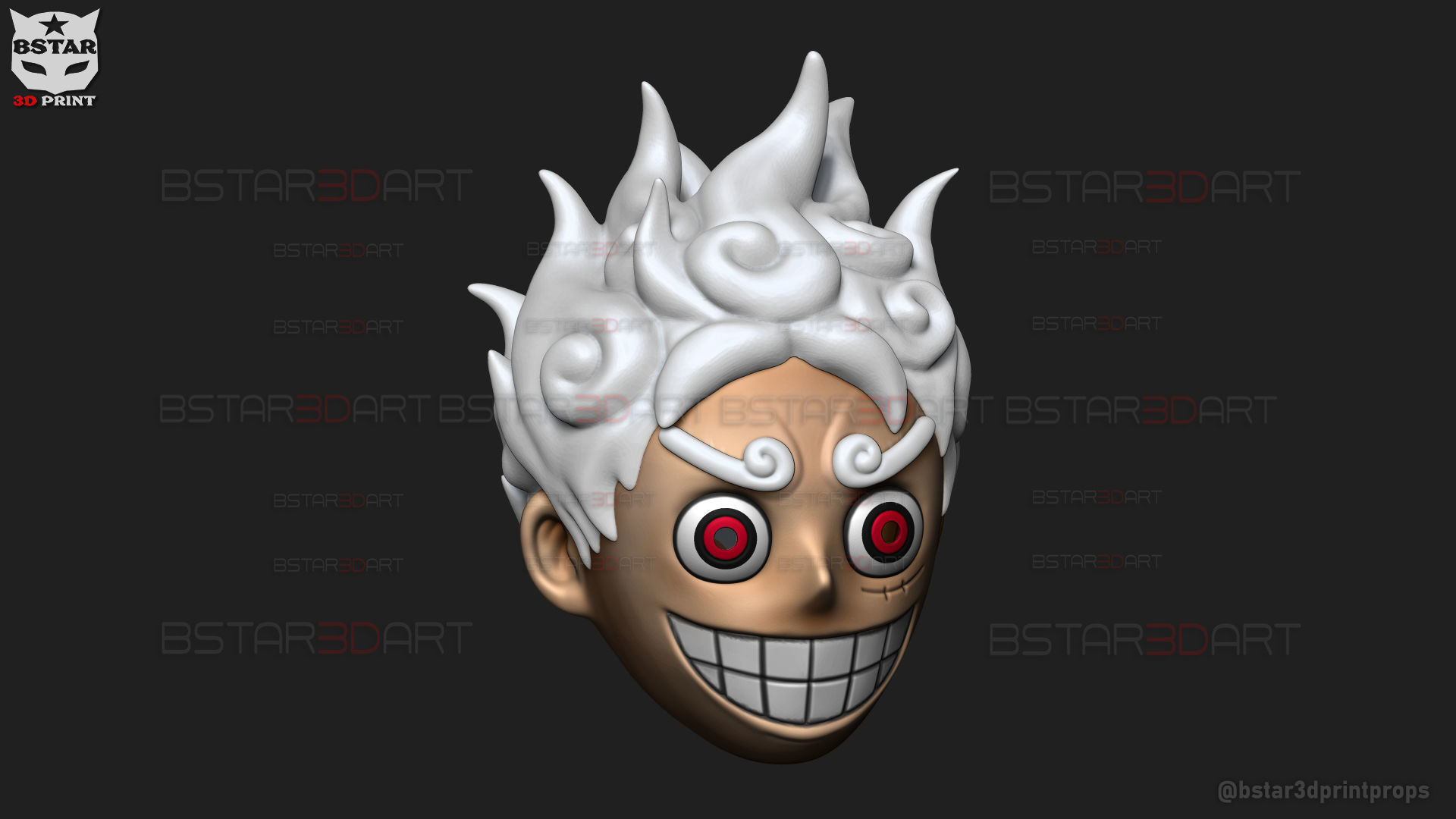 Luffy Gear 5 Head Decor Mask - Wearable - One Piece Cosplay 3D model 3D ...