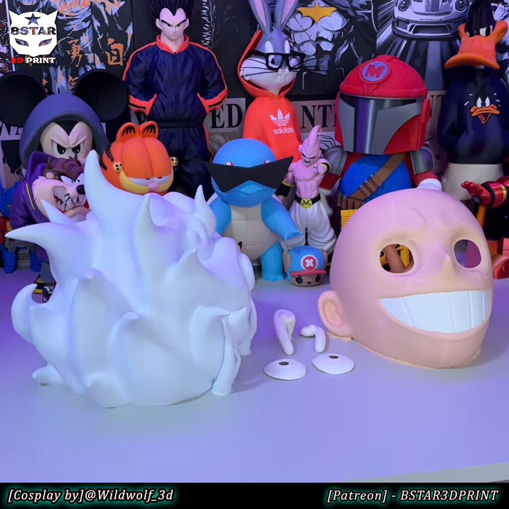 Luffy Gear 5 Head Decor Mask - Wearable - One Piece Cosplay 3D model 3D ...