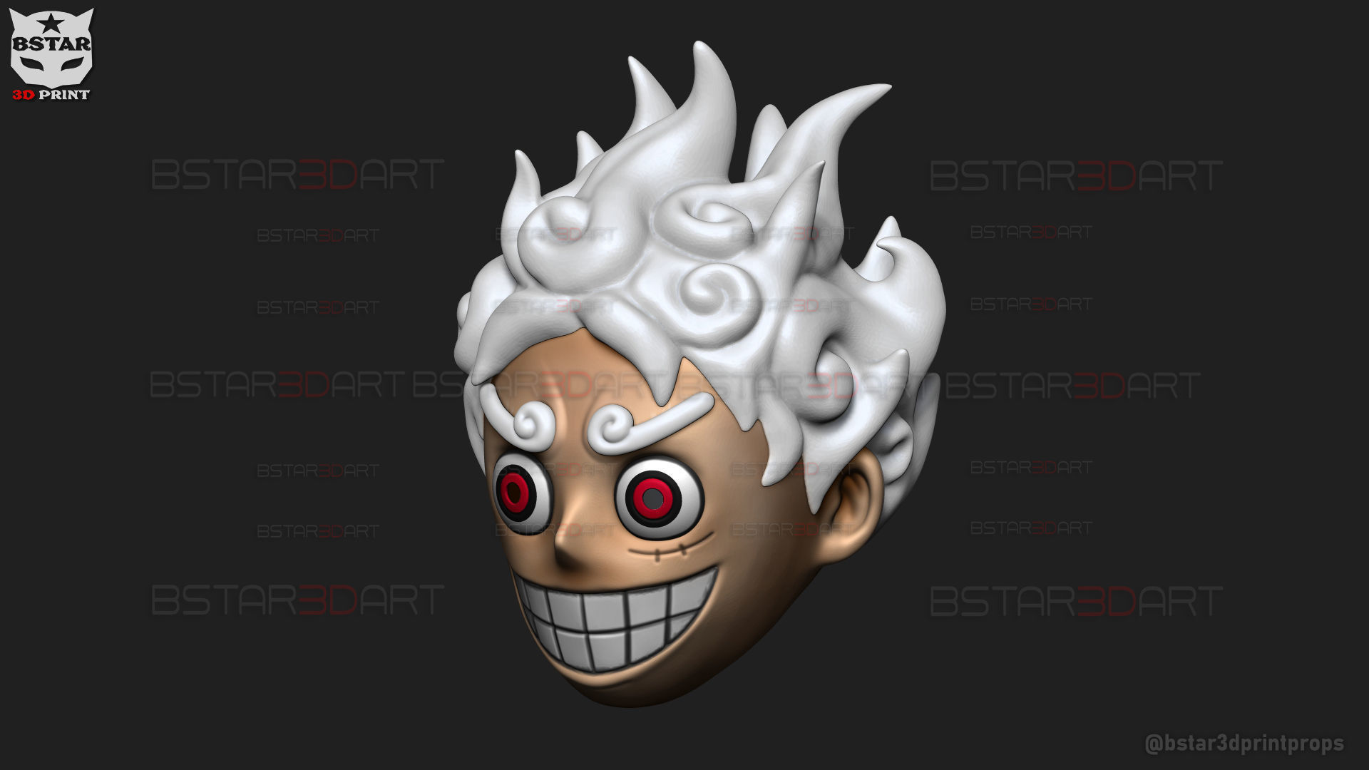 Luffy Gear 5 Head Decor Mask - Wearable - One Piece Cosplay 3D model 3D ...