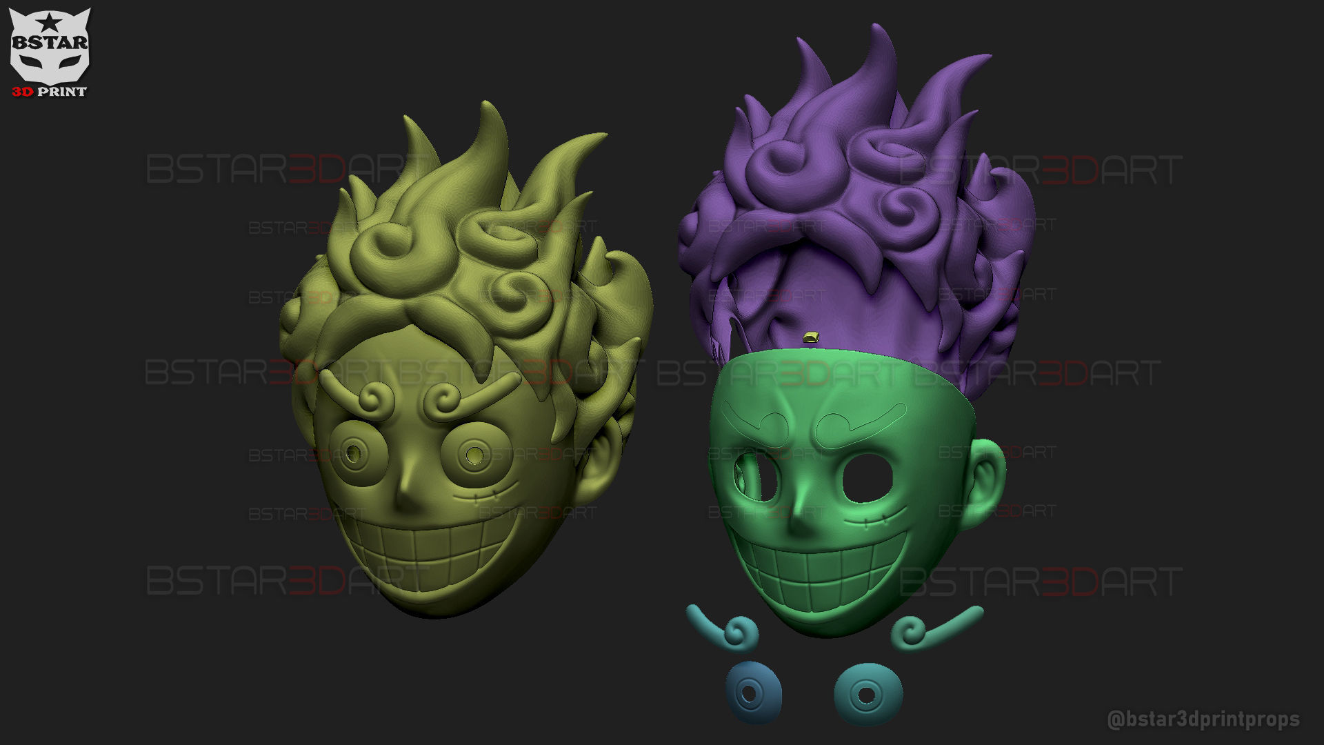 Luffy Gear 5 Head Decor Mask - Wearable - One Piece Cosplay 3D model 3D ...