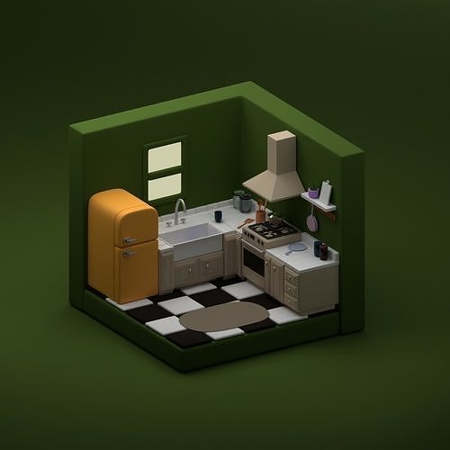 3D model low poly kitchen VR / AR / low-poly | CGTrader