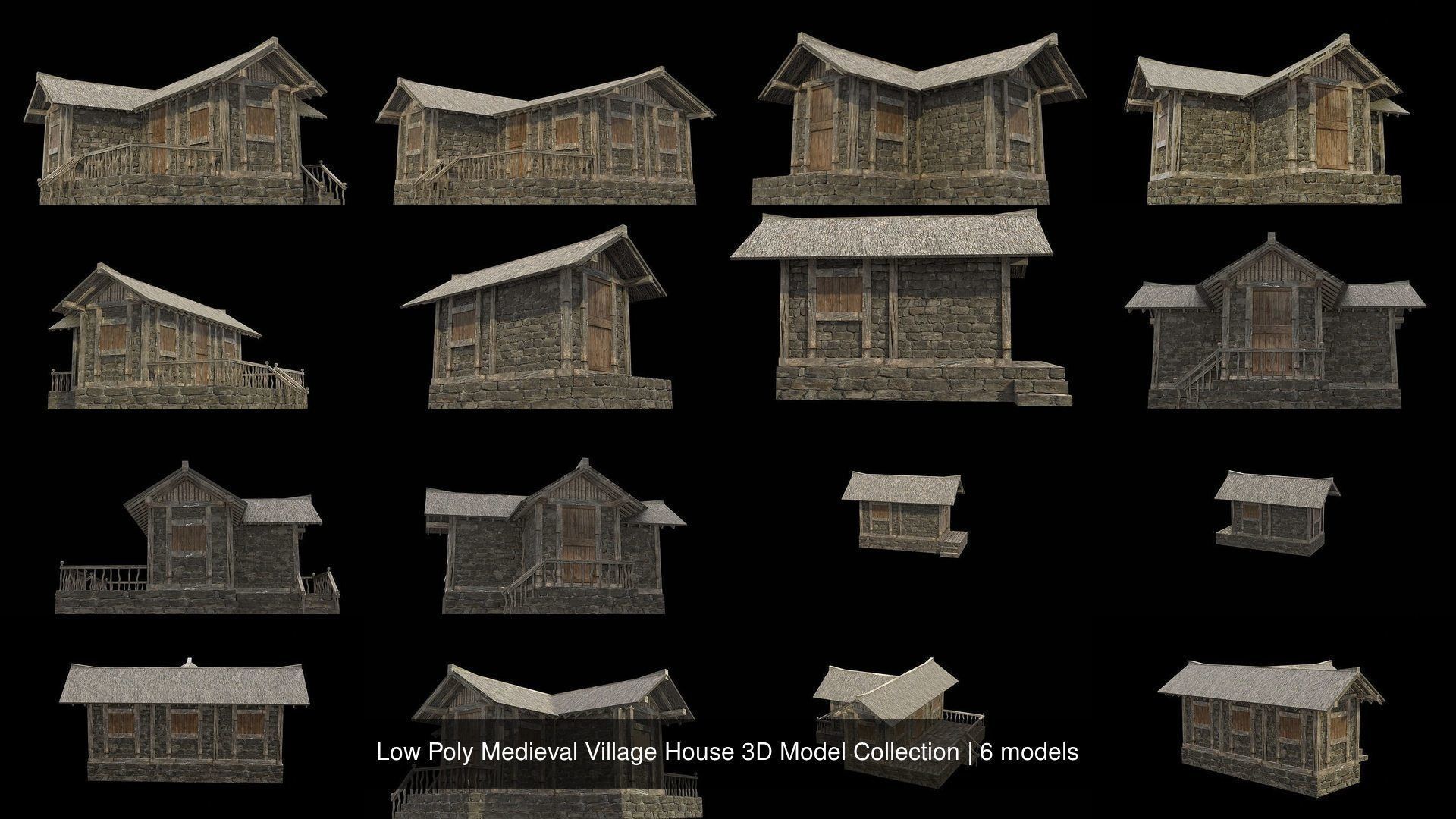 Low Poly Medieval Village House 3D Model Collection VR / AR / low-poly ...