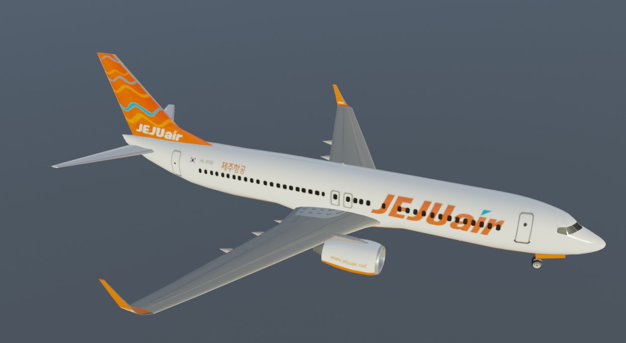 3D model Jeju airlines Boeing 737-800 low poly 7c 2216 VR / AR / low ...