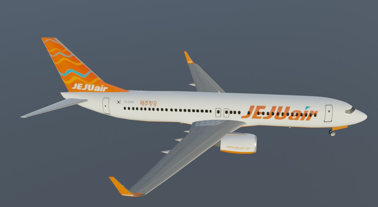 3D model Jeju airlines Boeing 737-800 low poly 7c 2216 VR / AR / low ...