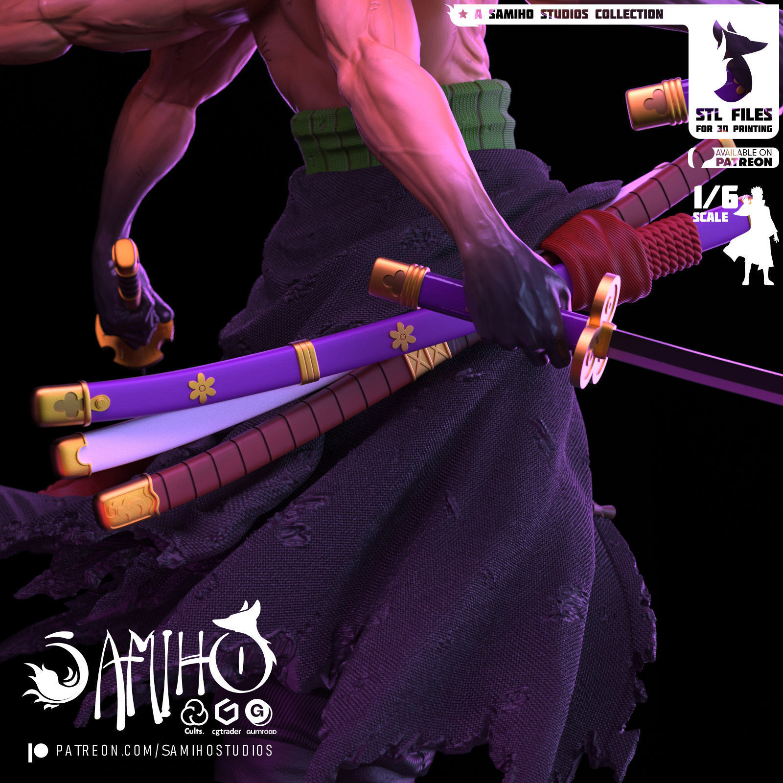 Samiho Studios - Zoro Ashura - STLs ready for printing 3D model 3D printable | CGTrader