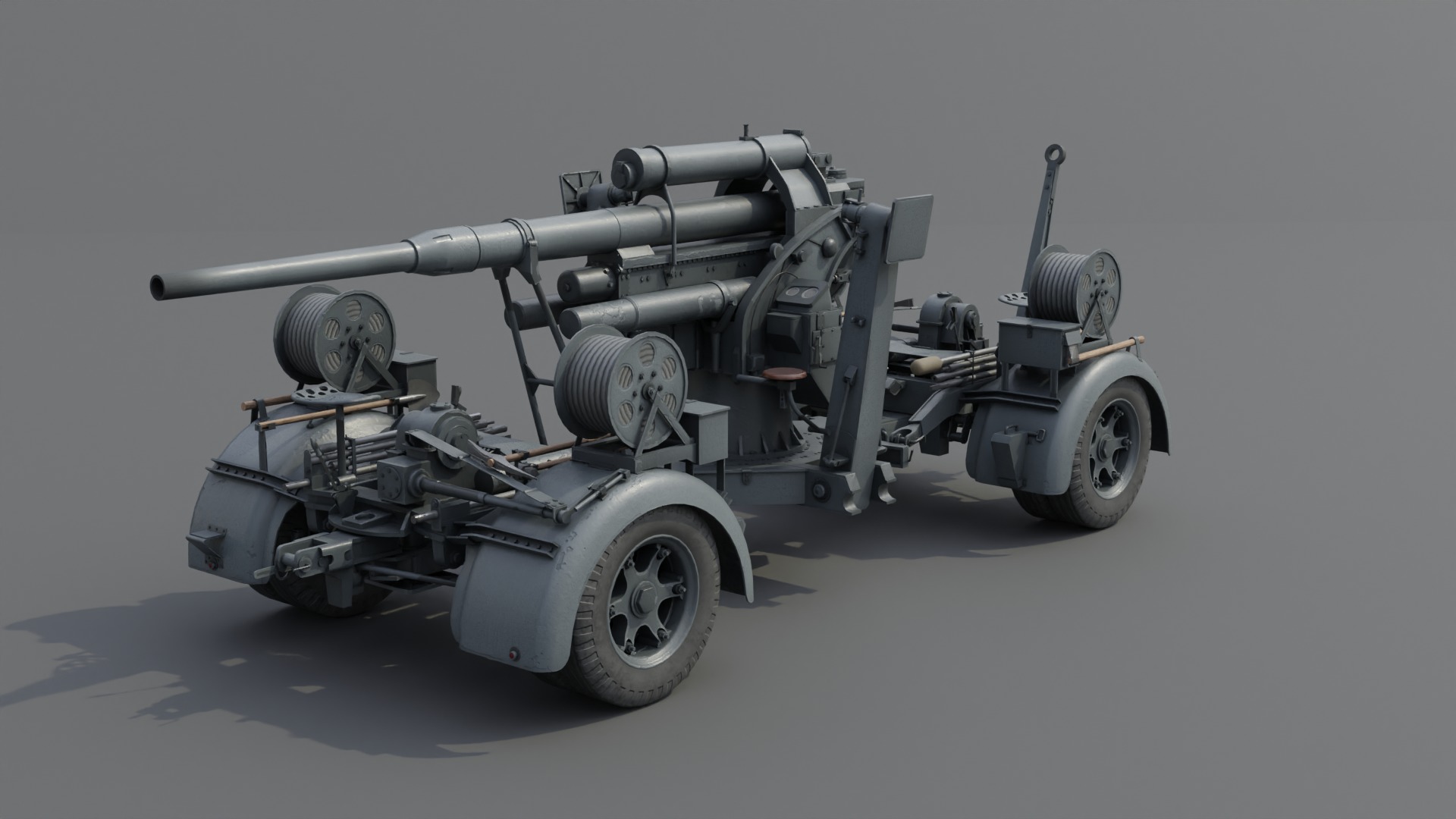 3D model 88mm Flak 36 Carriage Anti Aircraft Gun VR / AR / low-poly ...